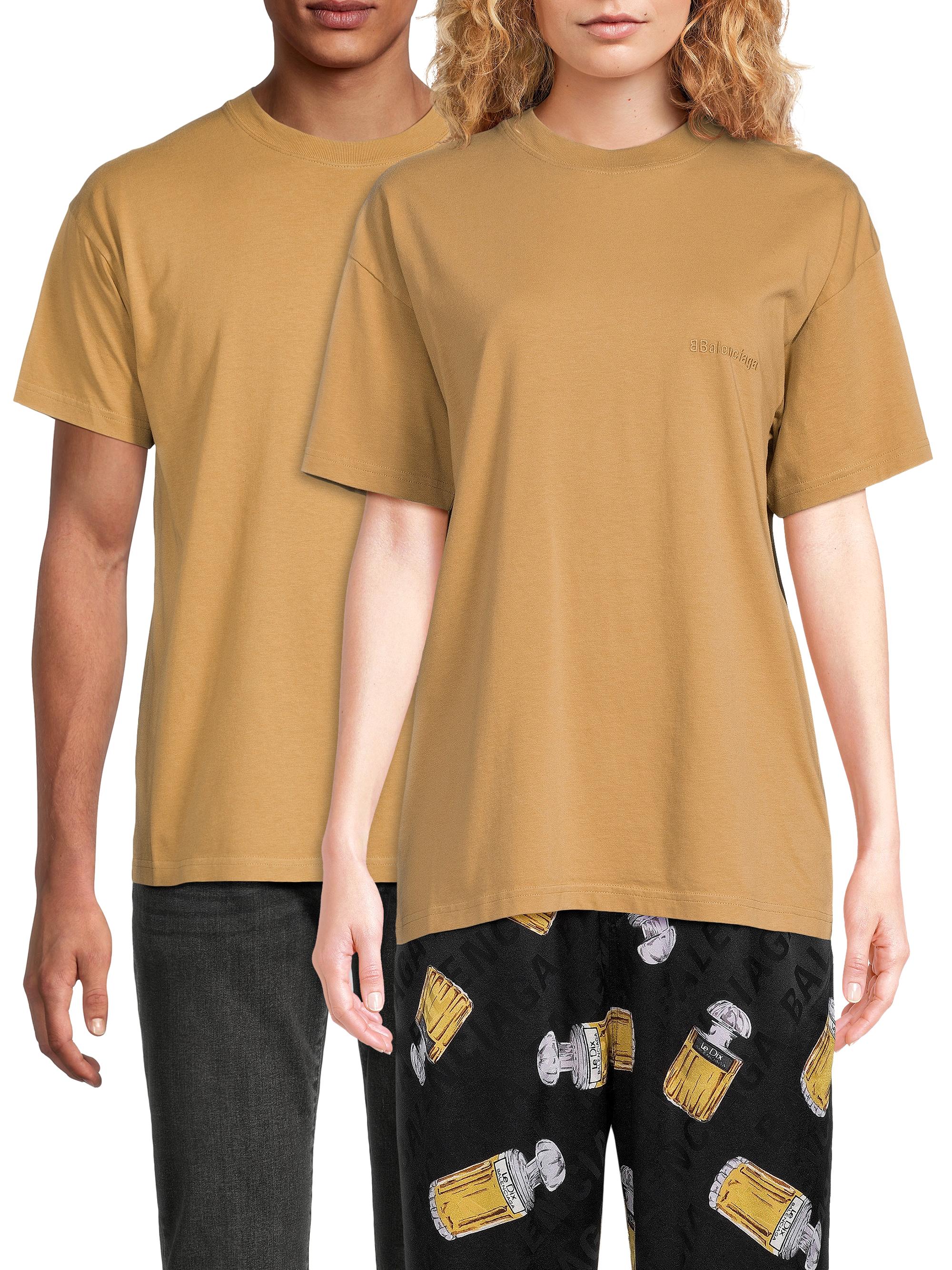 Click here for Balenciaga Womens Logo Embroidered T-Shirt - Oat -... prices
