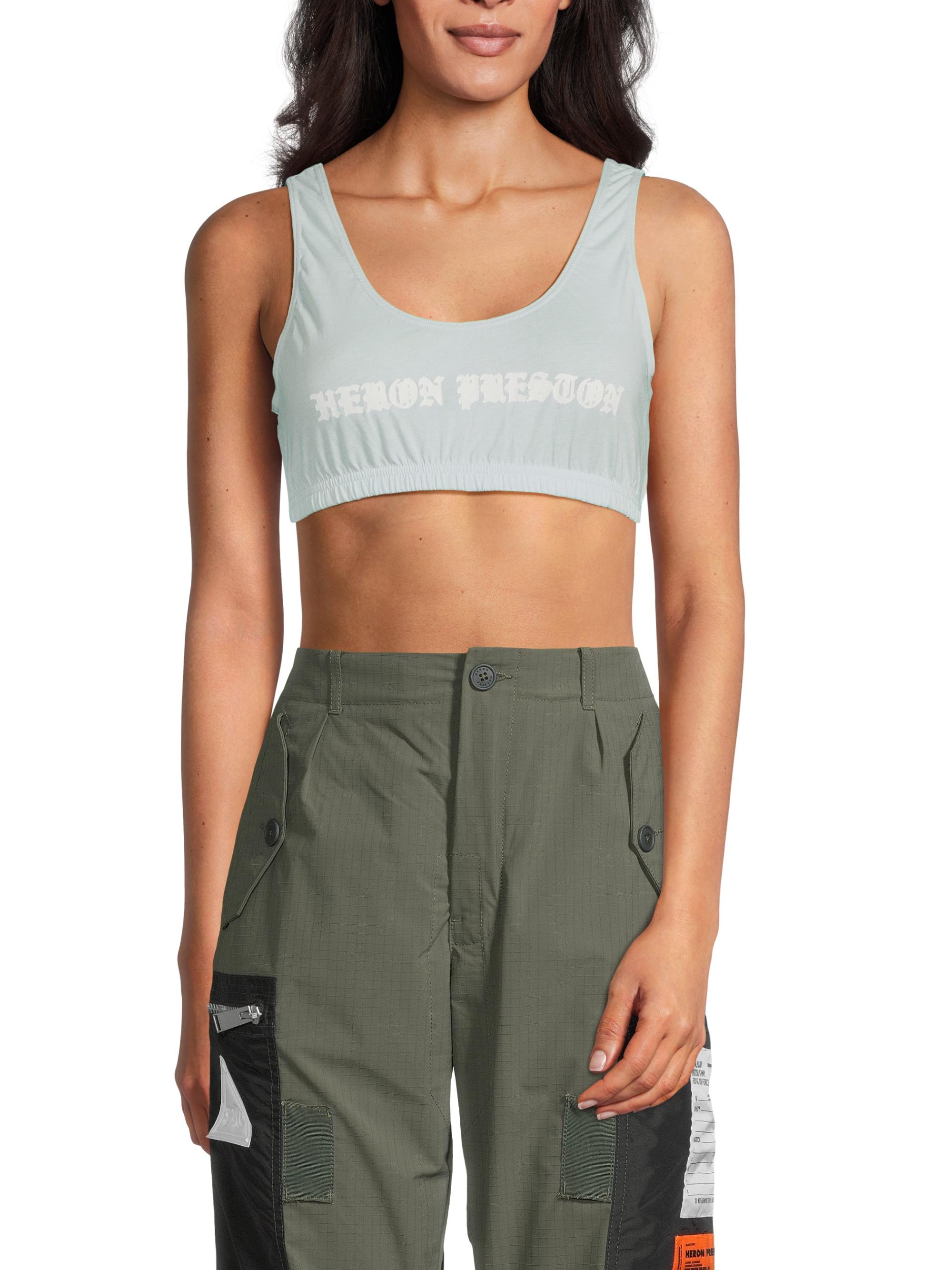 Click here for Heron Preston Womens Logo Bralette Top - Sky Blue... prices