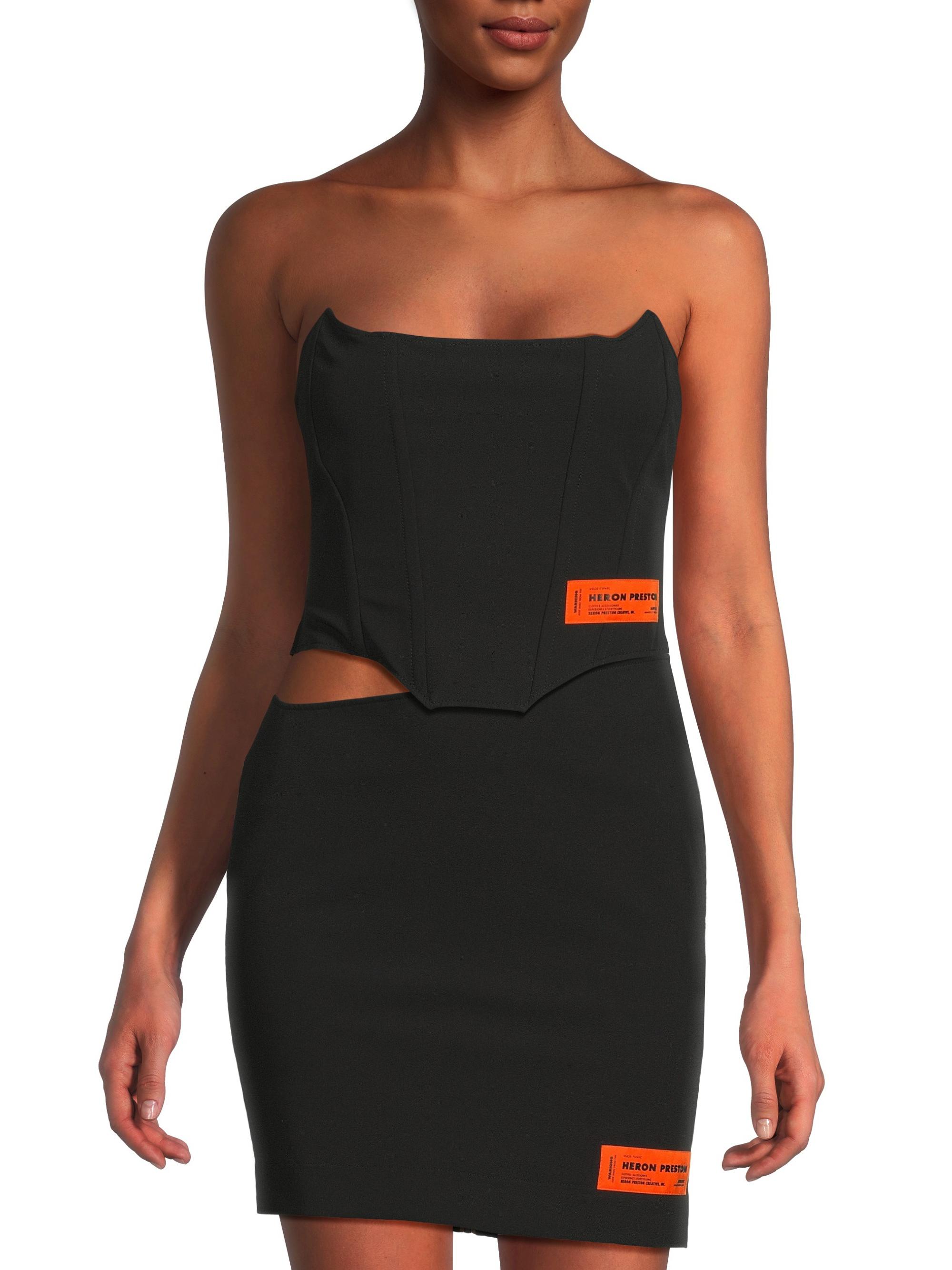 Click here for Heron Preston Womens Zip Corset Top - Black - Size... prices