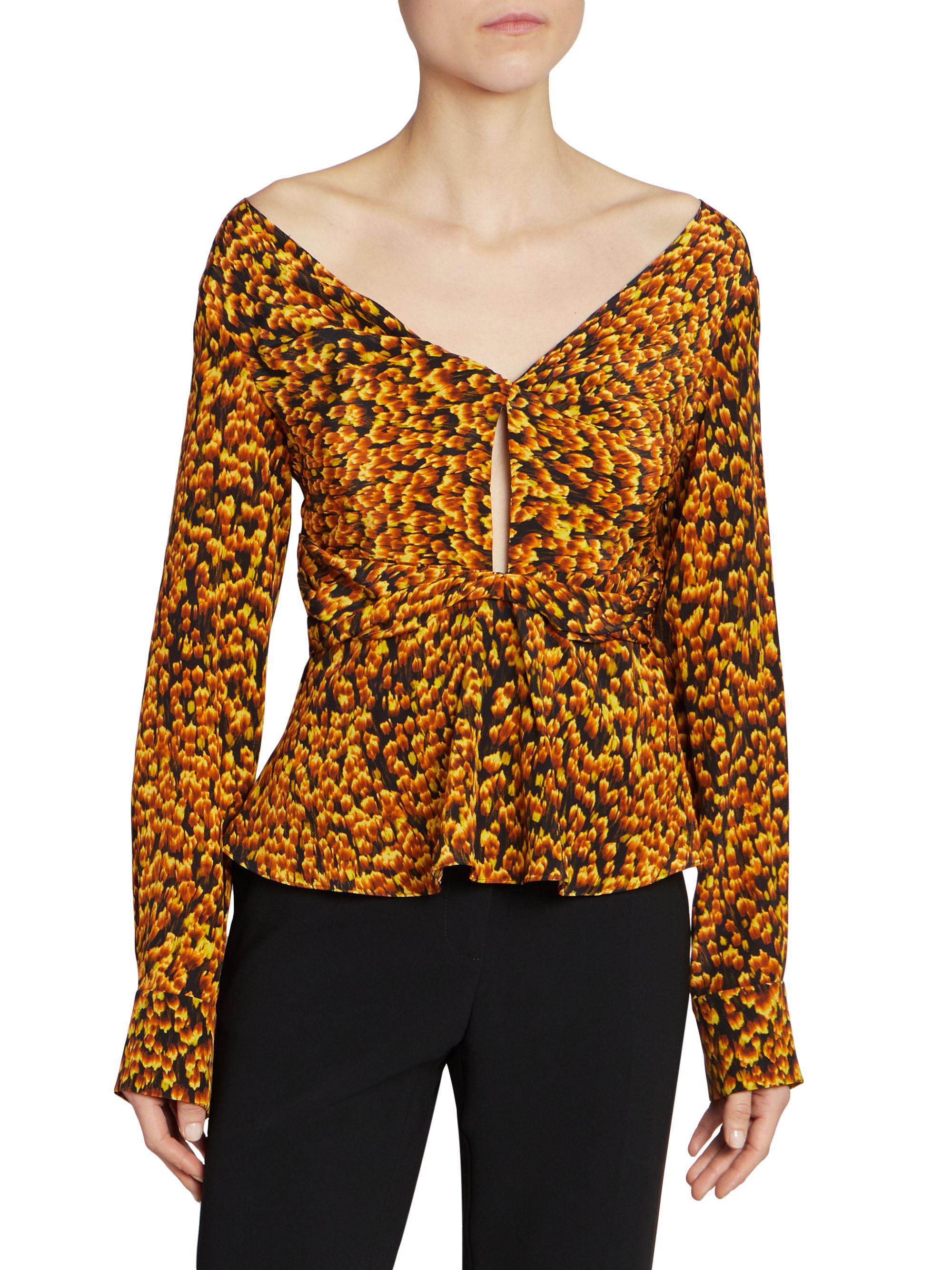 Click here for Altuzarra Womens Prasini Printed Silk Top - Golden... prices