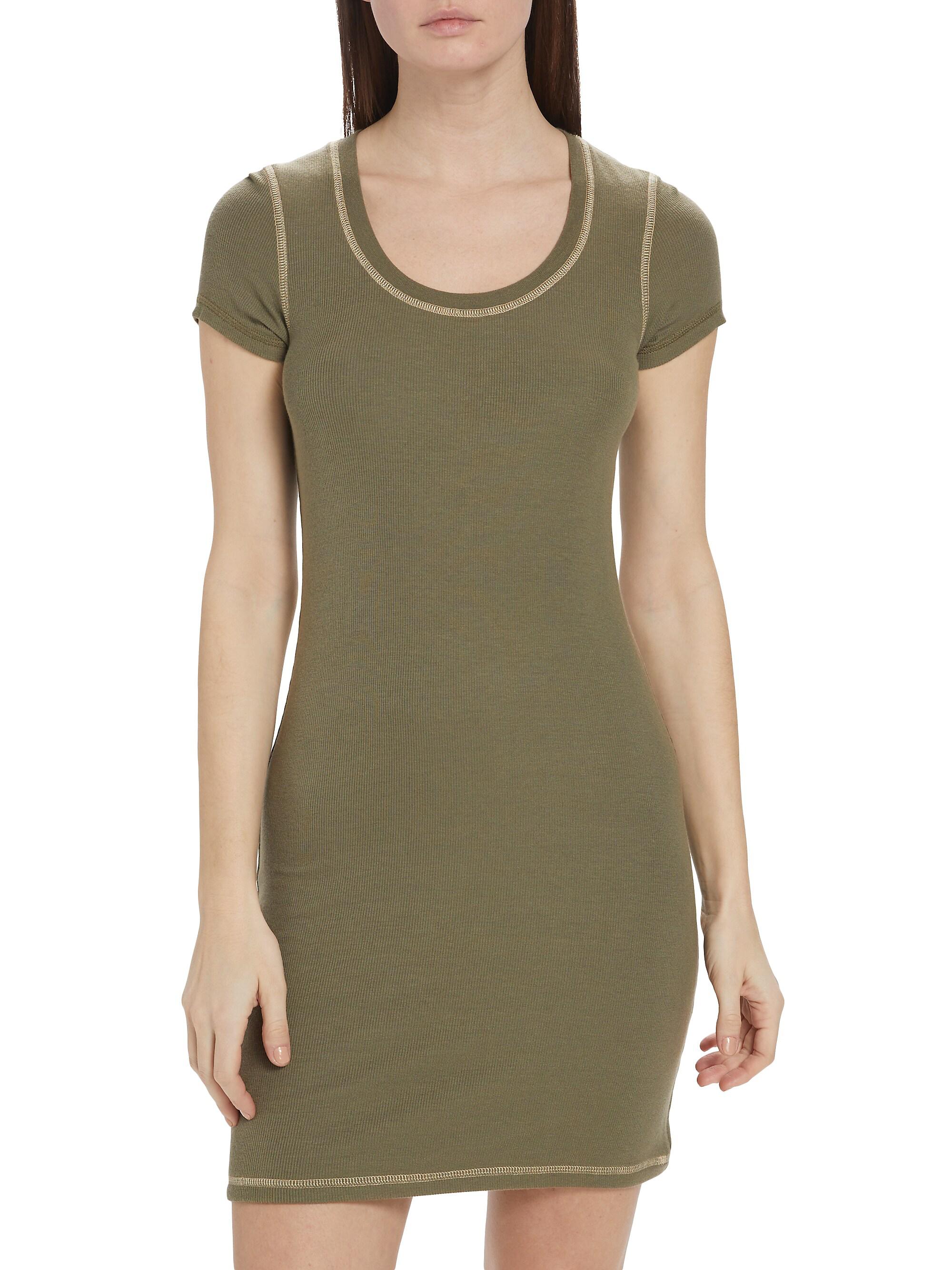 Atm Anthony Thomas Melillo Womens Rib-Knit Body-Con Minidress - Army - Size S