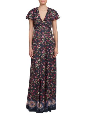 Etro Berry Print Flutter Gown on SALE | Saks OFF 5TH
