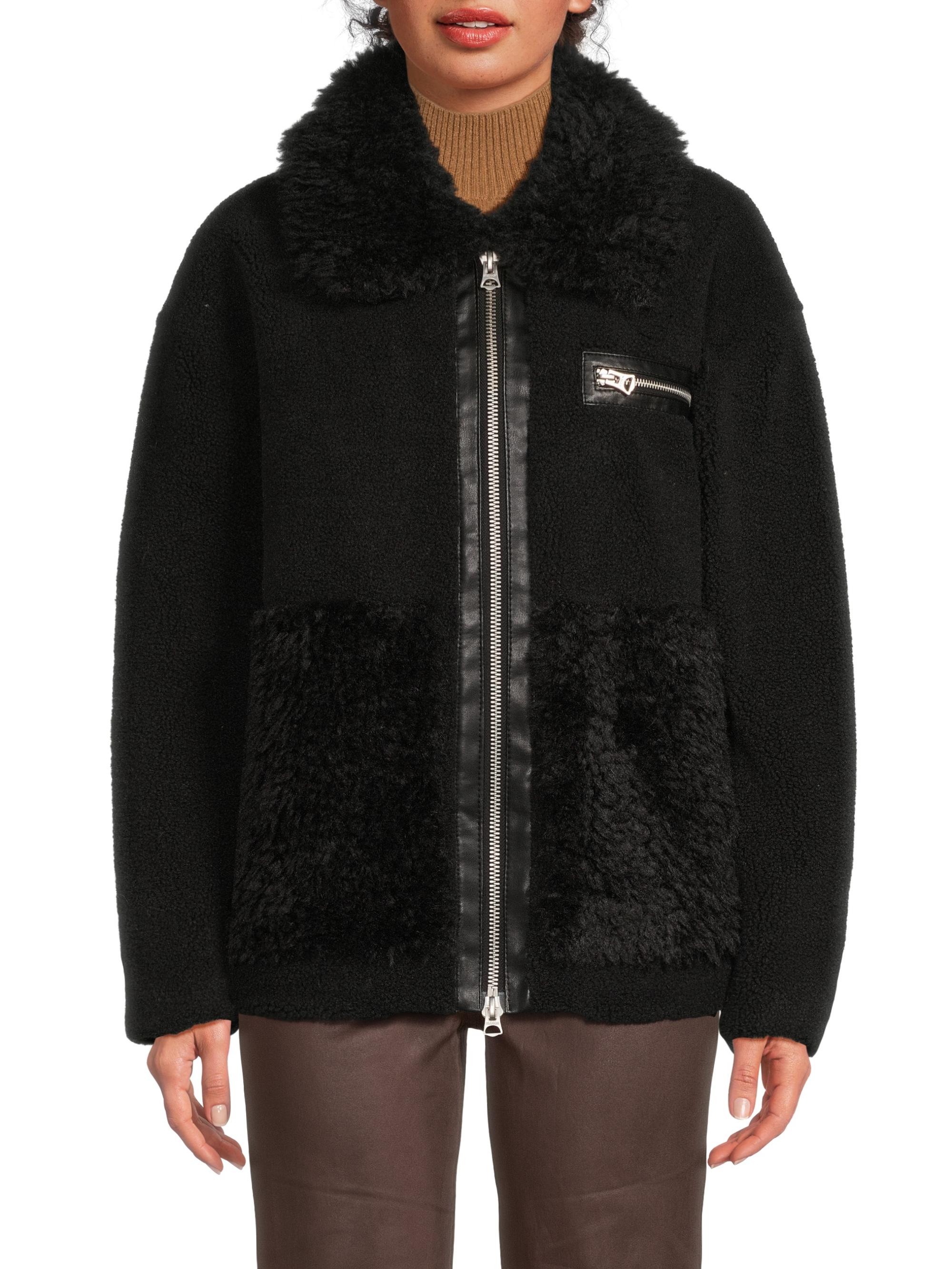 Click here for Hudson Jeans Womens Faux Shearling Oversized Jacke... prices