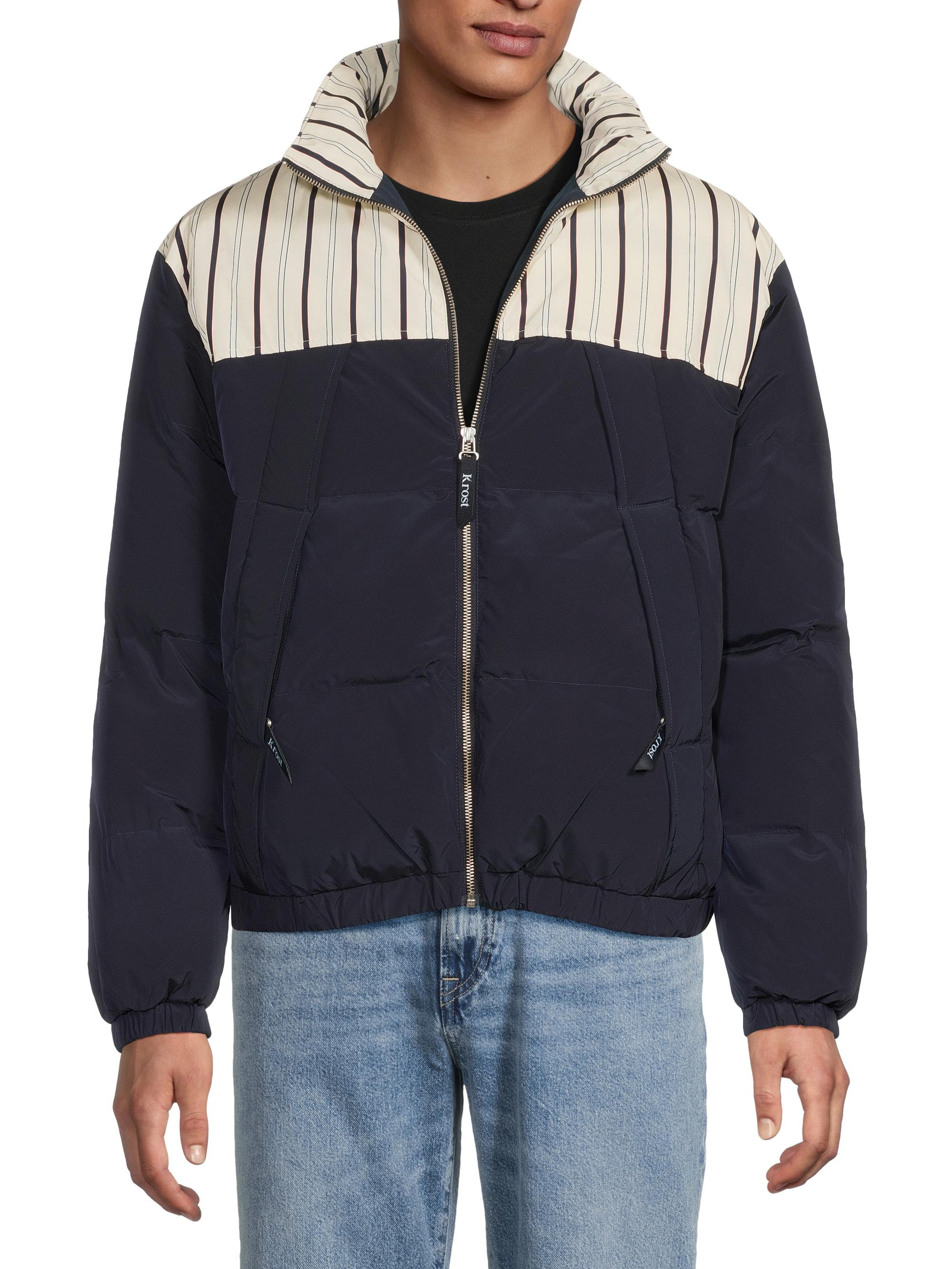 Click here for Mens Nautica x Krost Striped Puffer Jacket - Dark... prices