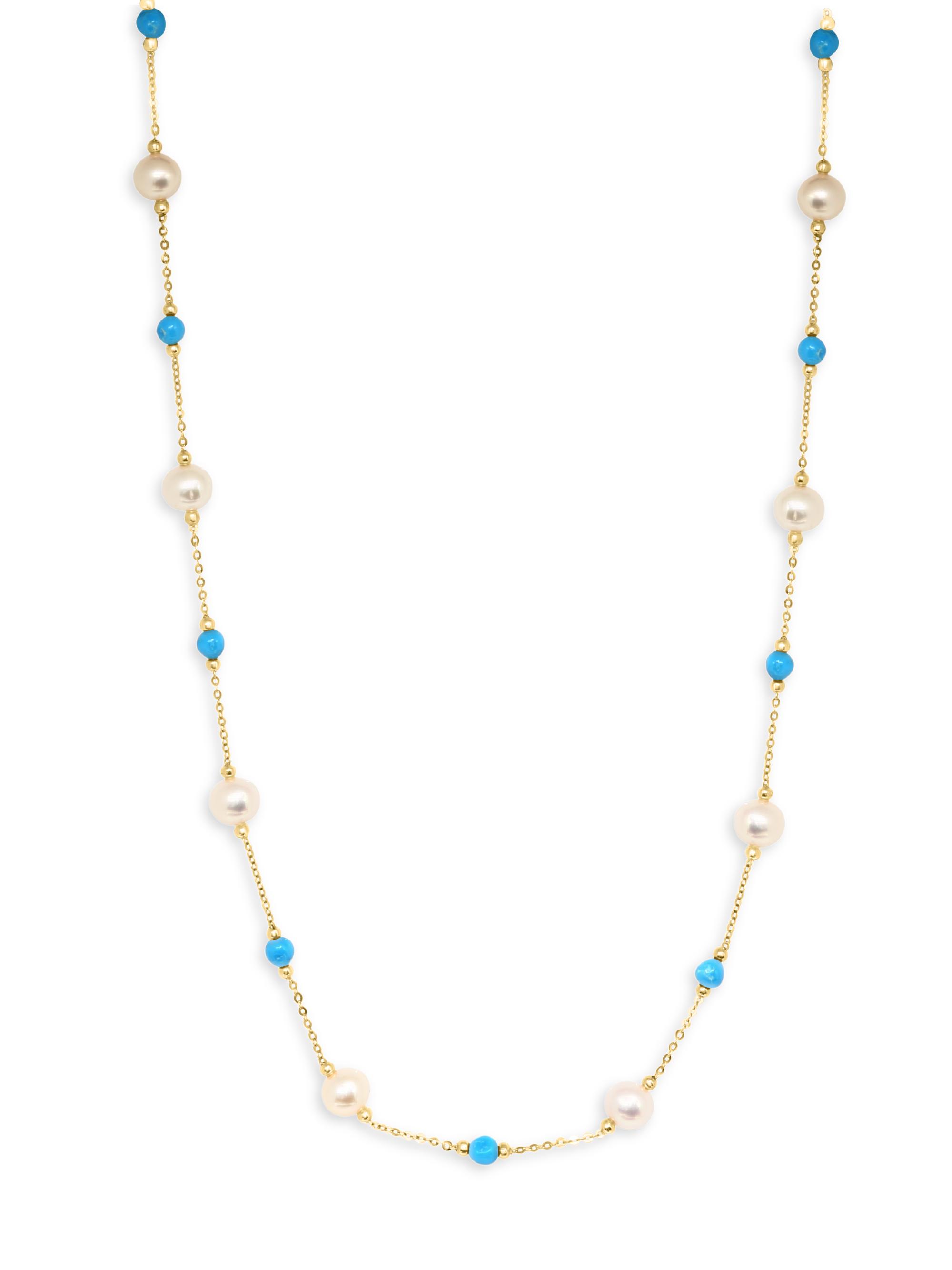 Click here for Effy Cultured Freshwater Pearl (6mm) & Turquoise 1... prices
