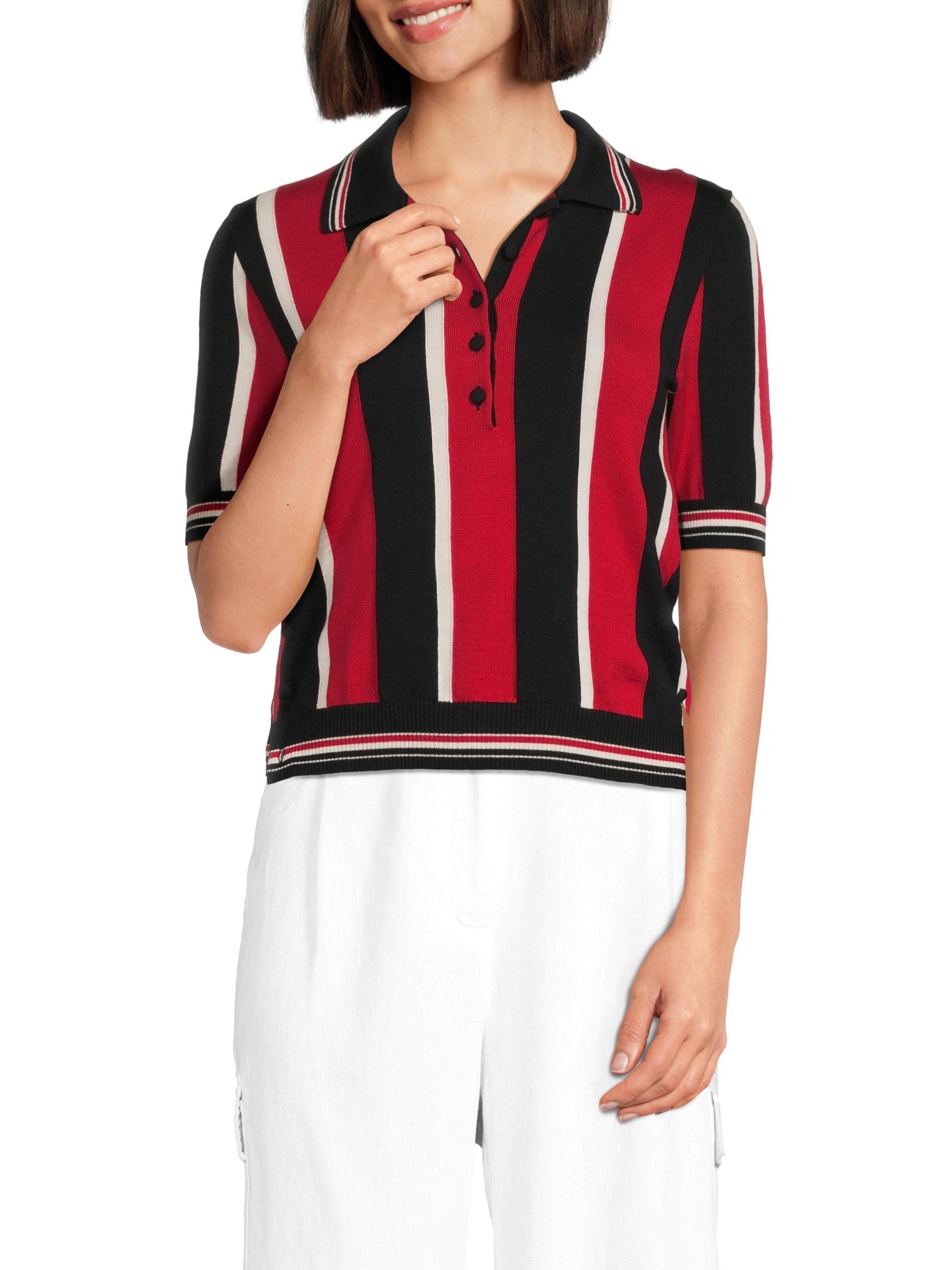 Click here for Thom Browne Womens Striped Wool Cropped Sweater Po... prices