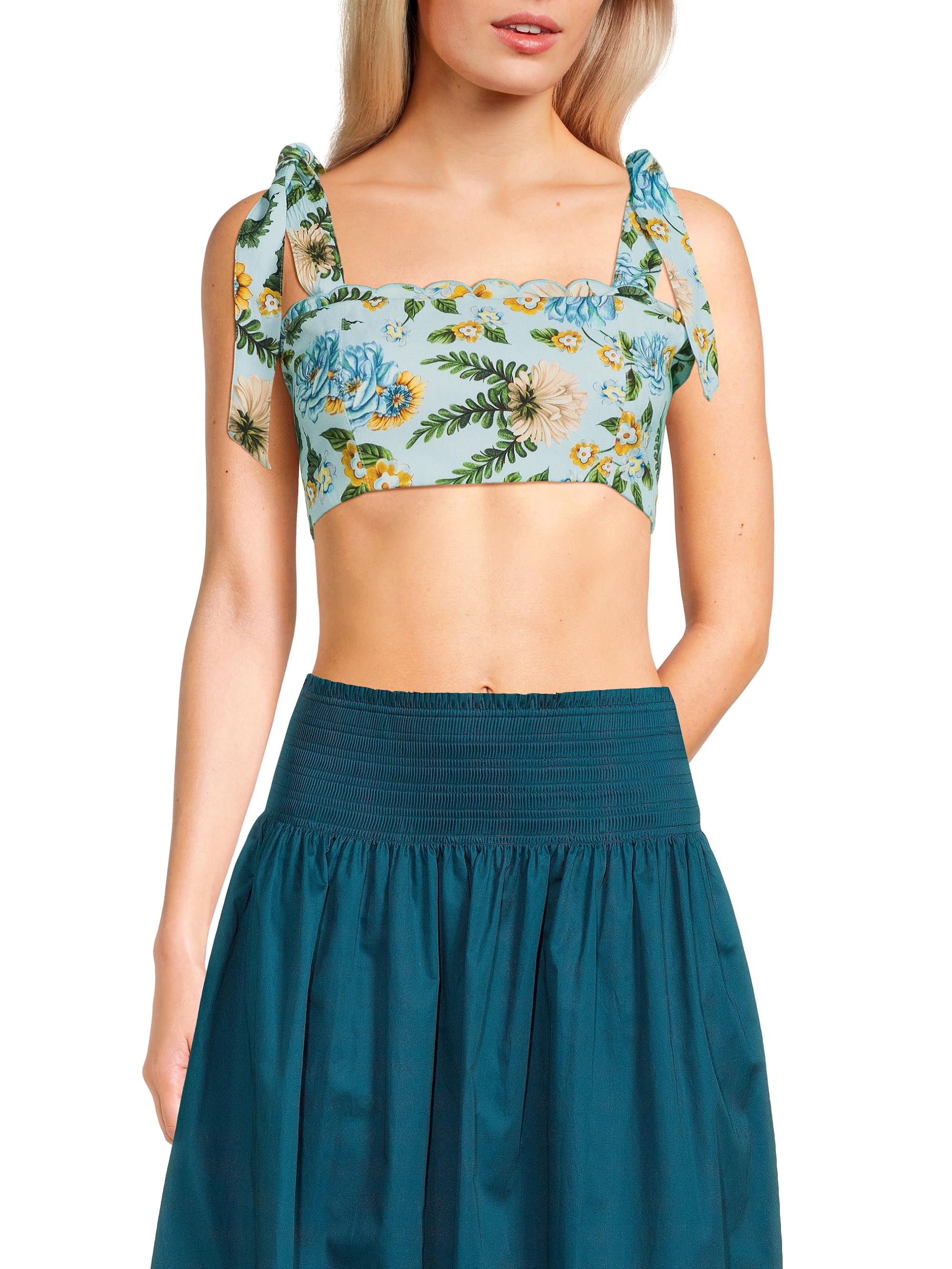 Click here for Agua Bendita Womens Rhea Aine Floral Crop Top - Si... prices