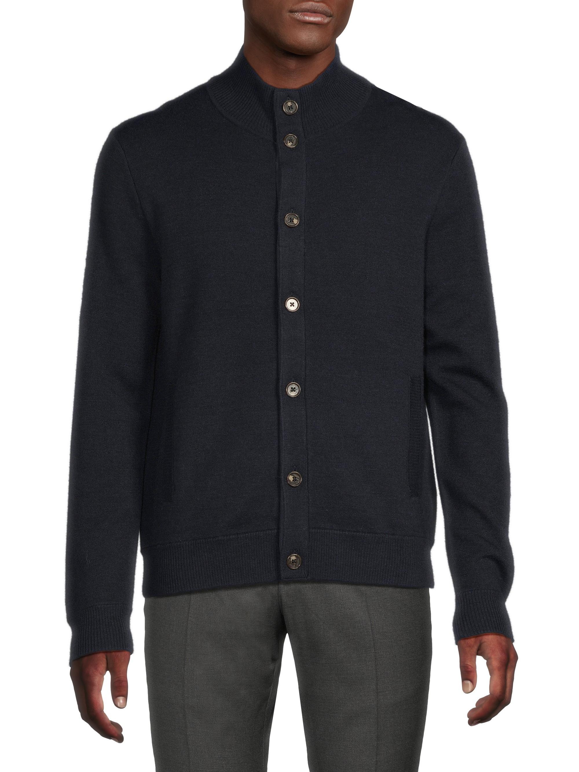Click here for Bruno Magli Mens Mock Turtleneck Merino Wool Cardi... prices