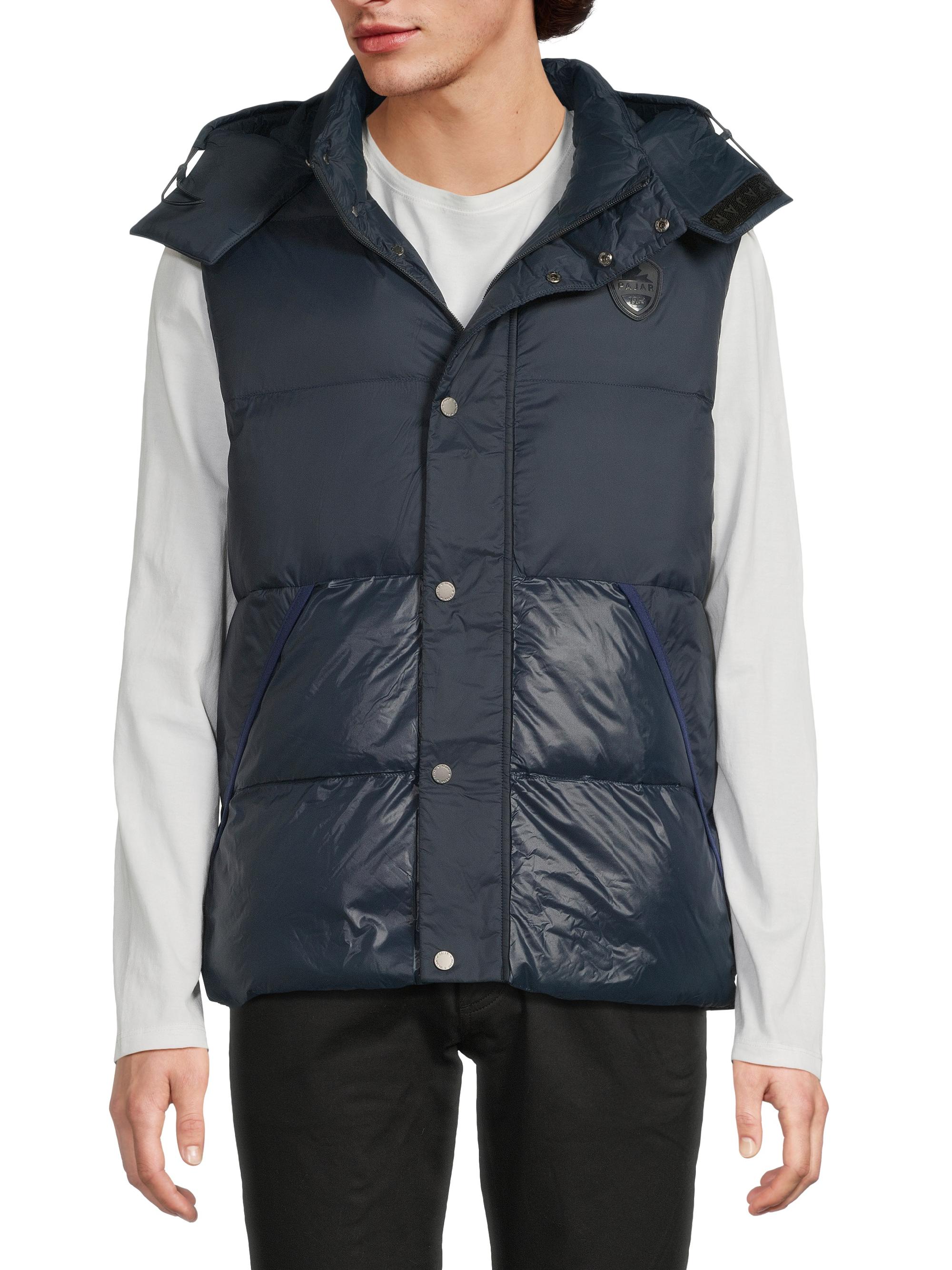 Click here for Pajar Mens Hyeon Quilted Hooded Puffer Vest - Navy... prices