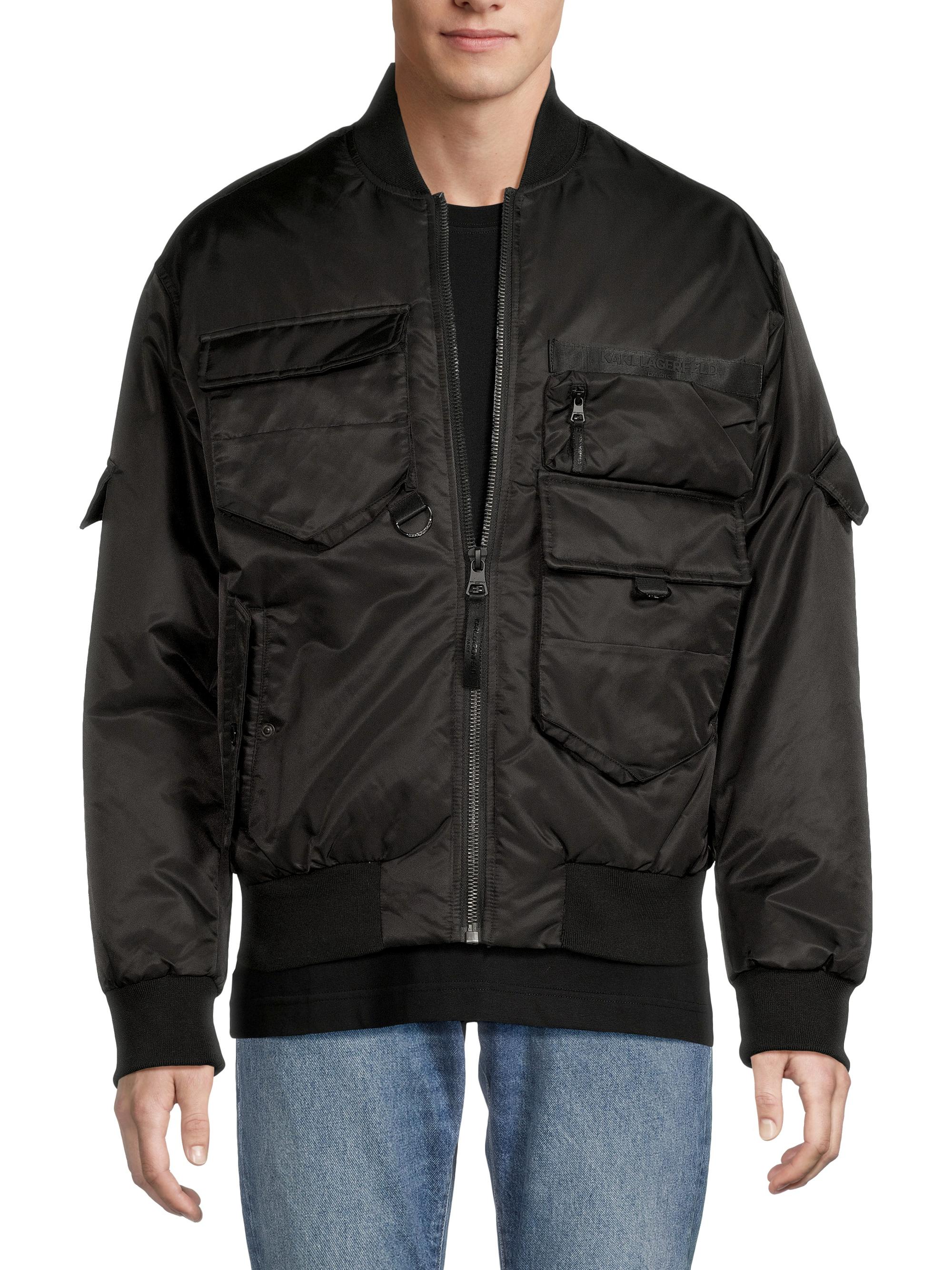 Click here for Karl Lagerfeld Paris Mens Baseball Collar Bomber J... prices