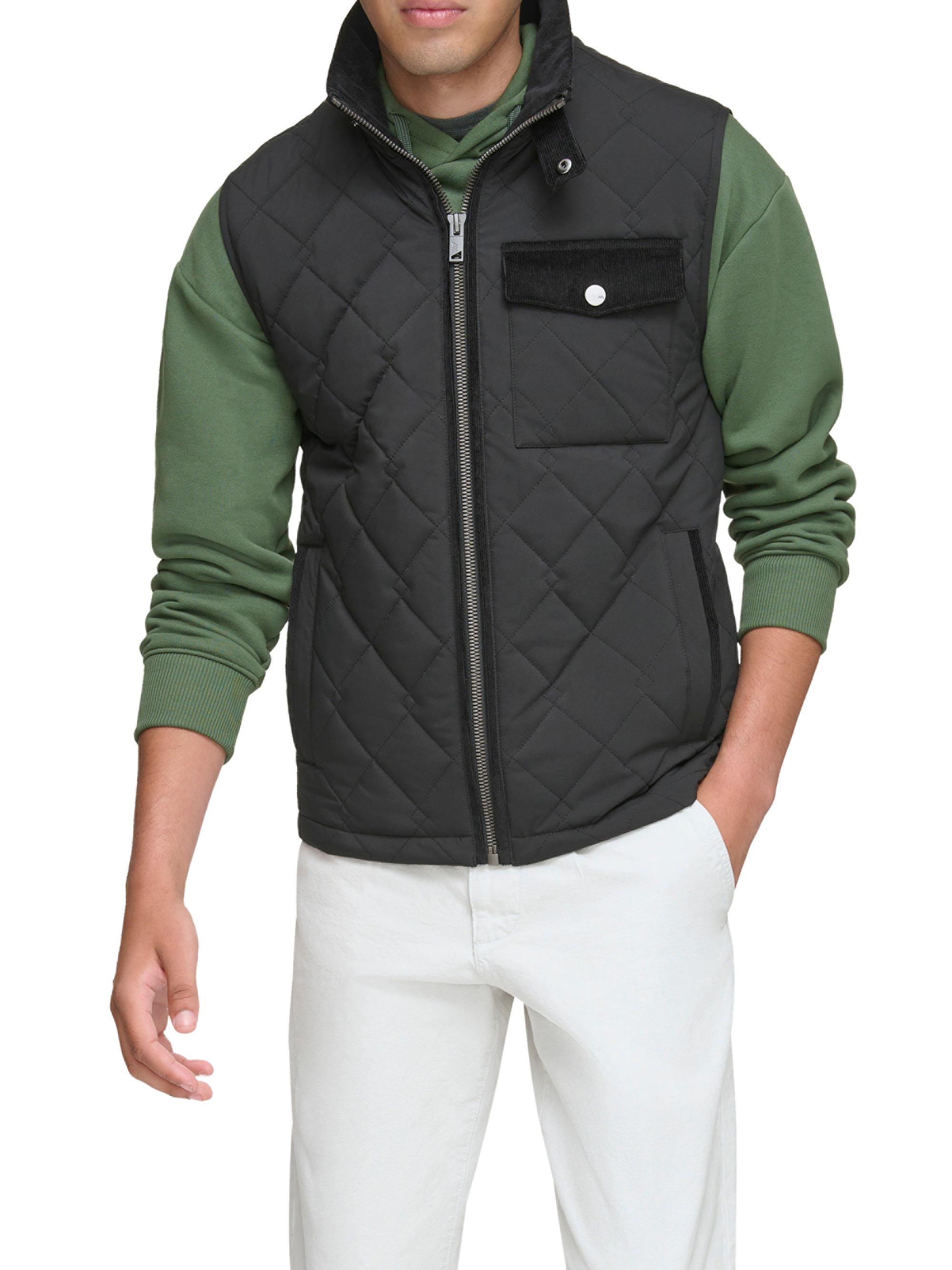 Click here for Andrew Marc Mens Barnet Quilted Vest - Black - Siz... prices