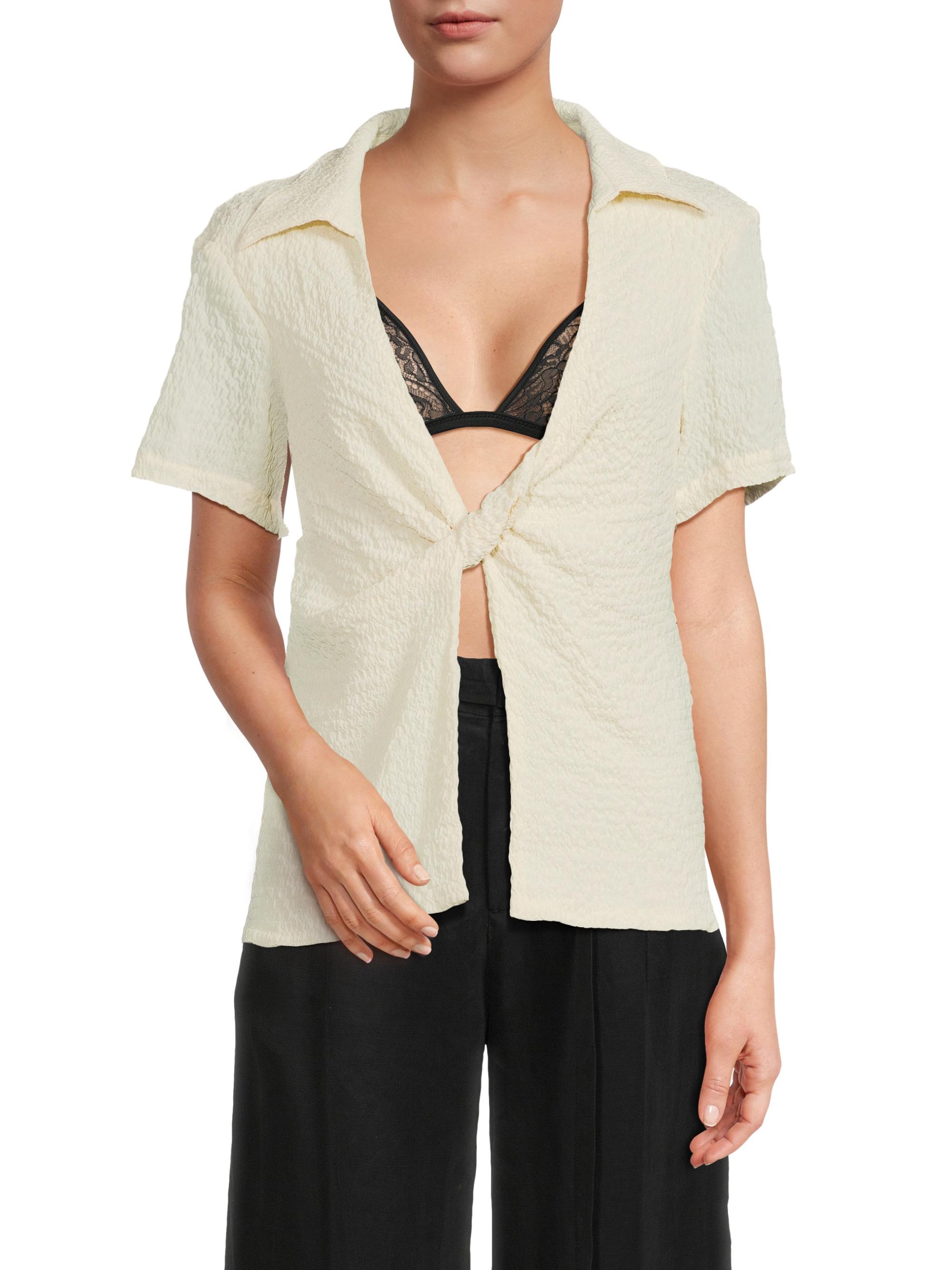 Click here for Third Form Womens Crinkled Waffle Twist Front Top... prices