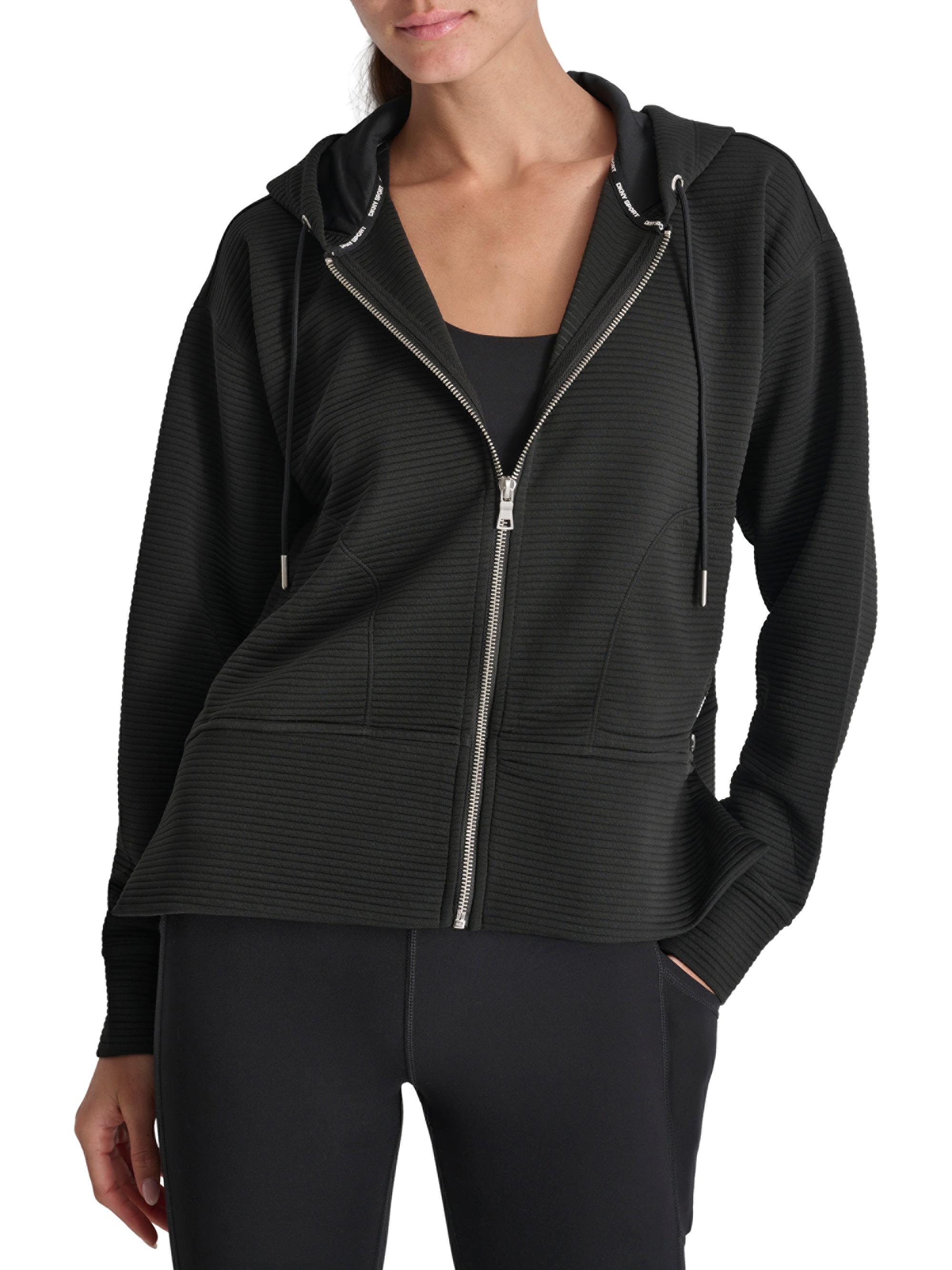 Click here for Dkny Womens Tech Ottoman Full-Zip Hoodie - Black prices