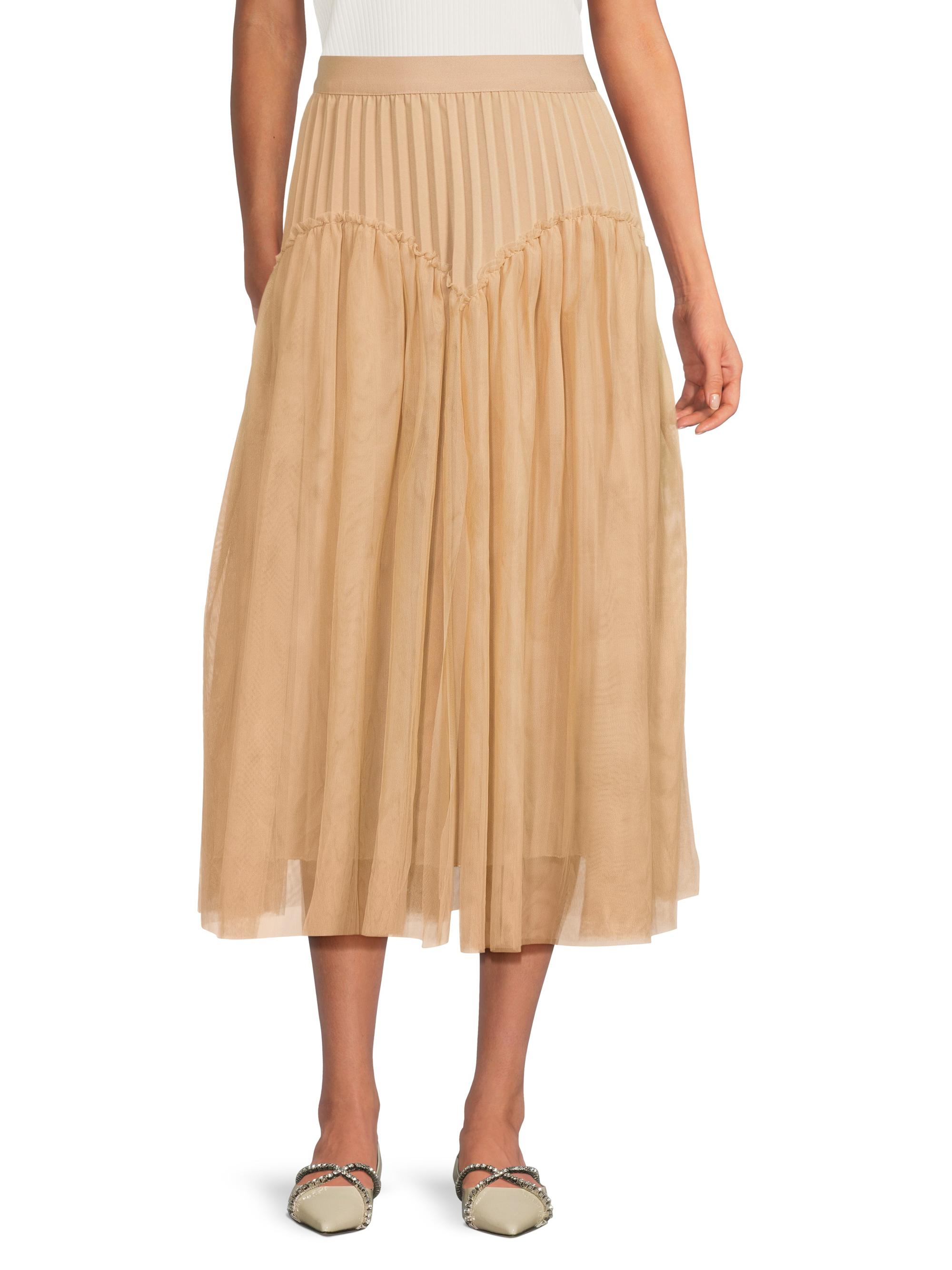 Click here for Wdny Womens Dropped Waist Midi Skirt - Camel - Siz... prices