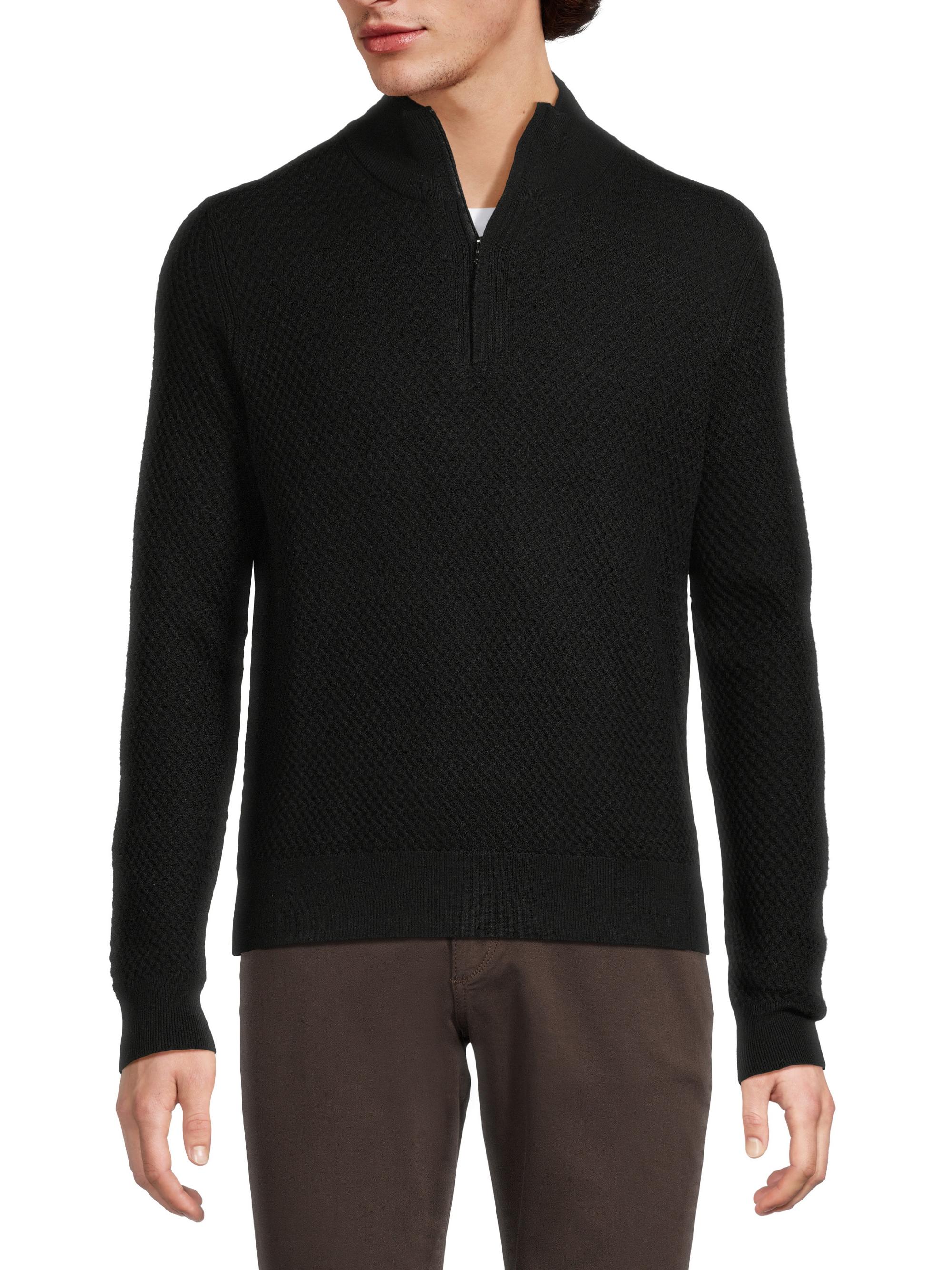 Click here for Bruno Magli Mens Quarter Zip Merino Wool Sweater -... prices