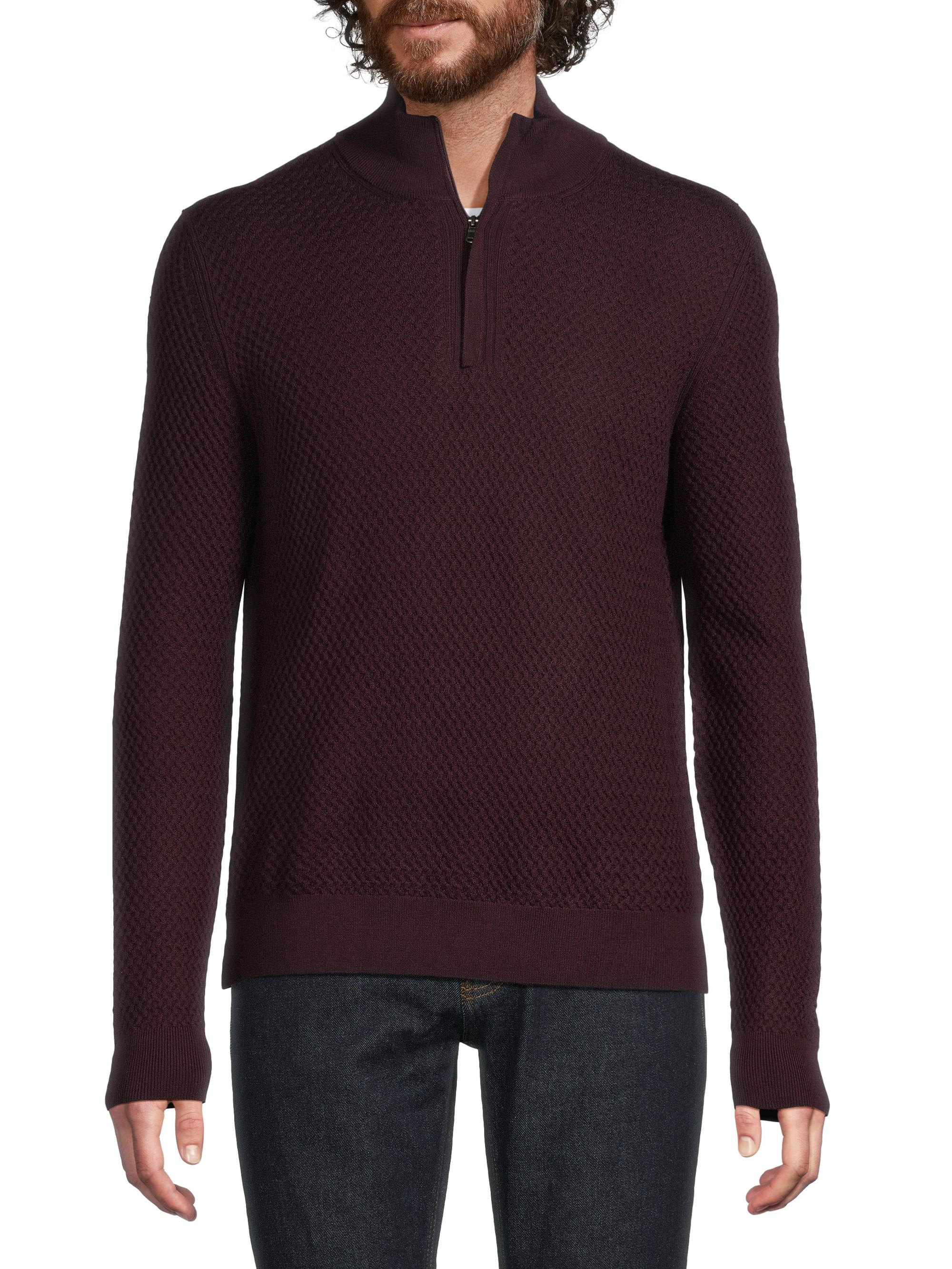 Click here for Bruno Magli Mens Quarter Zip Merino Wool Sweater -... prices