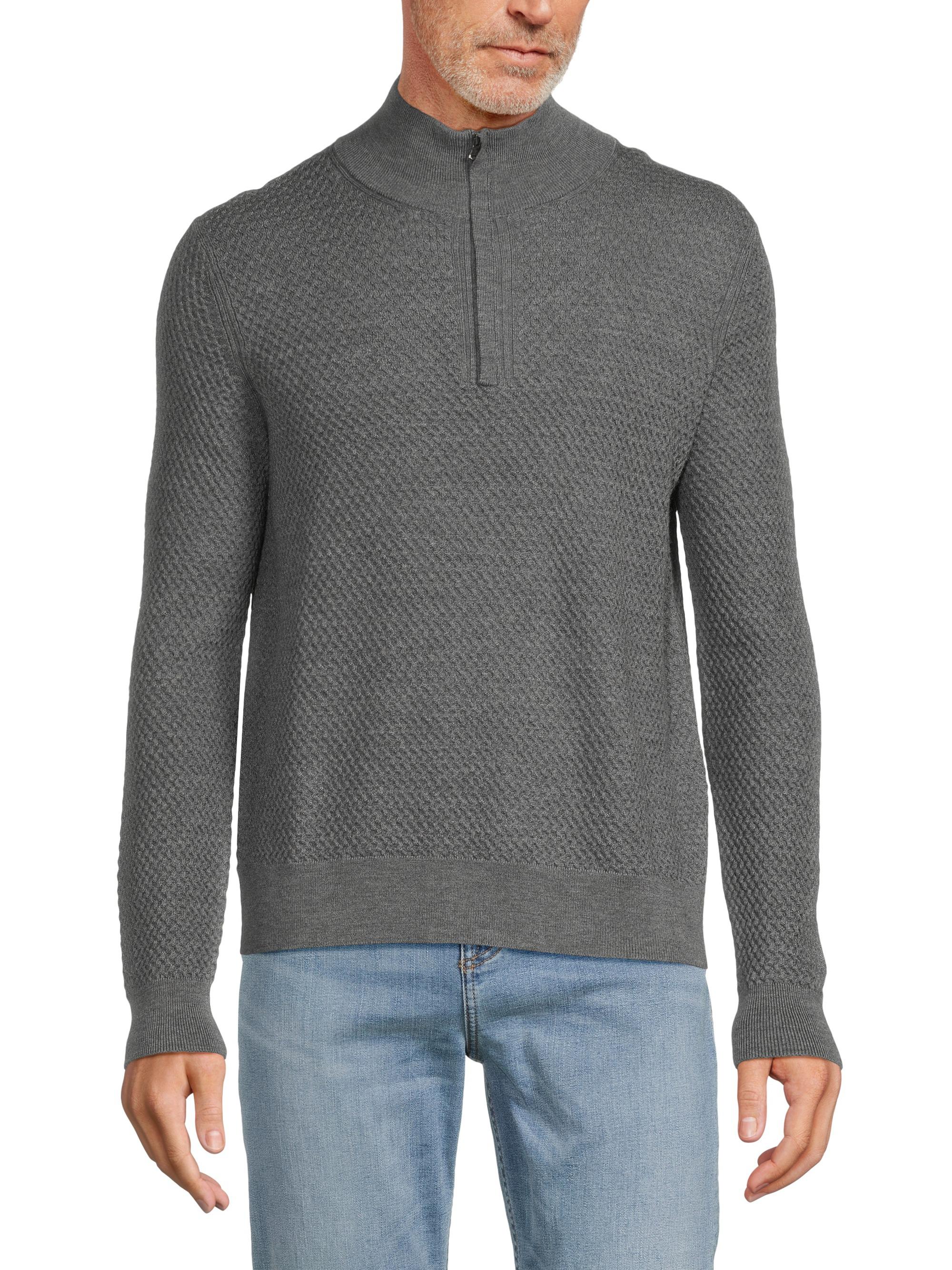 Click here for Bruno Magli Mens Quarter Zip Merino Wool Sweater -... prices