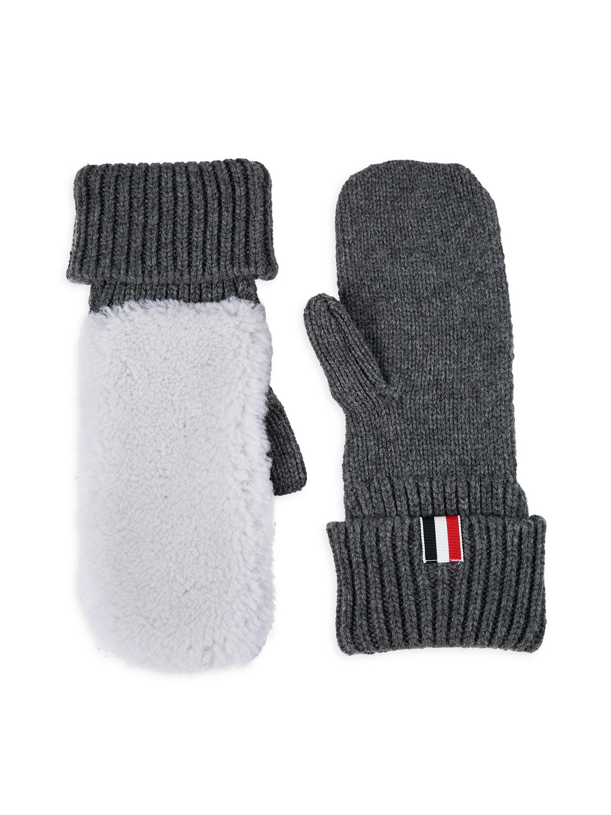 Click here for Thom Browne Mens Wool & Shearling Mittens - Medium... prices