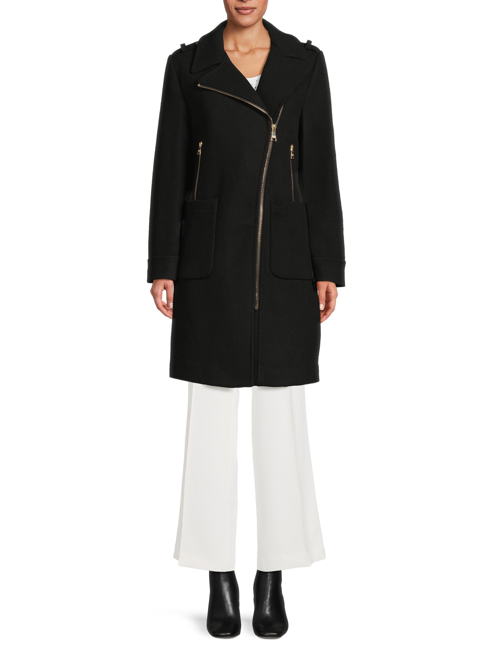 Click here for Karl Lagerfeld Paris Womens Wool-Blend Coat - Blac... prices