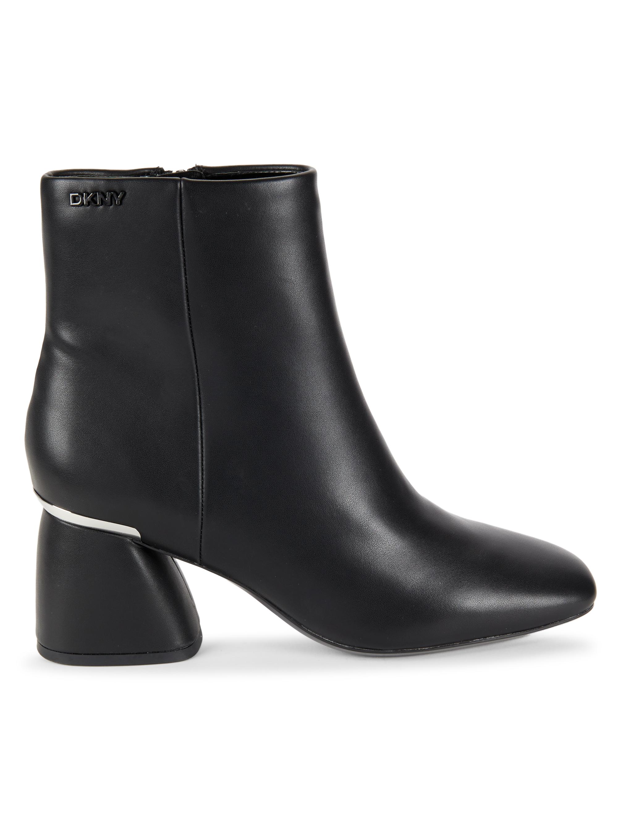 Click here for Dkny Womens Caleena 64MM Faux Leather Ankle Boots... prices