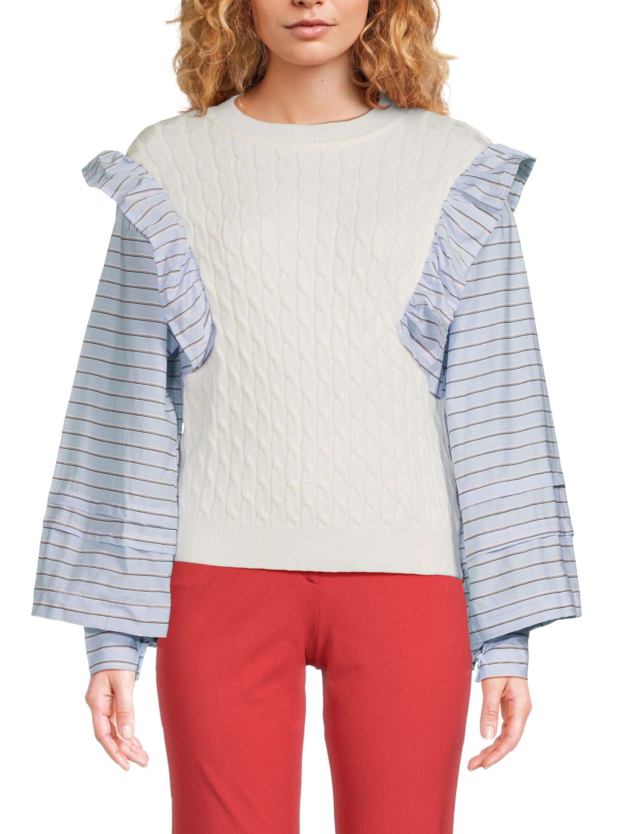 Click here for Avantlook Womens Layered-Look Cable Knit Sweater &... prices