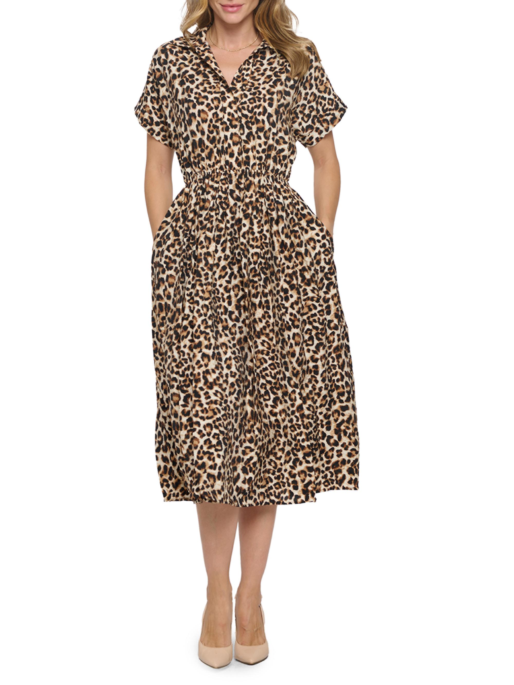 Click here for Renee C. Womens Leopard Print Woven Midi-Dress - C... prices
