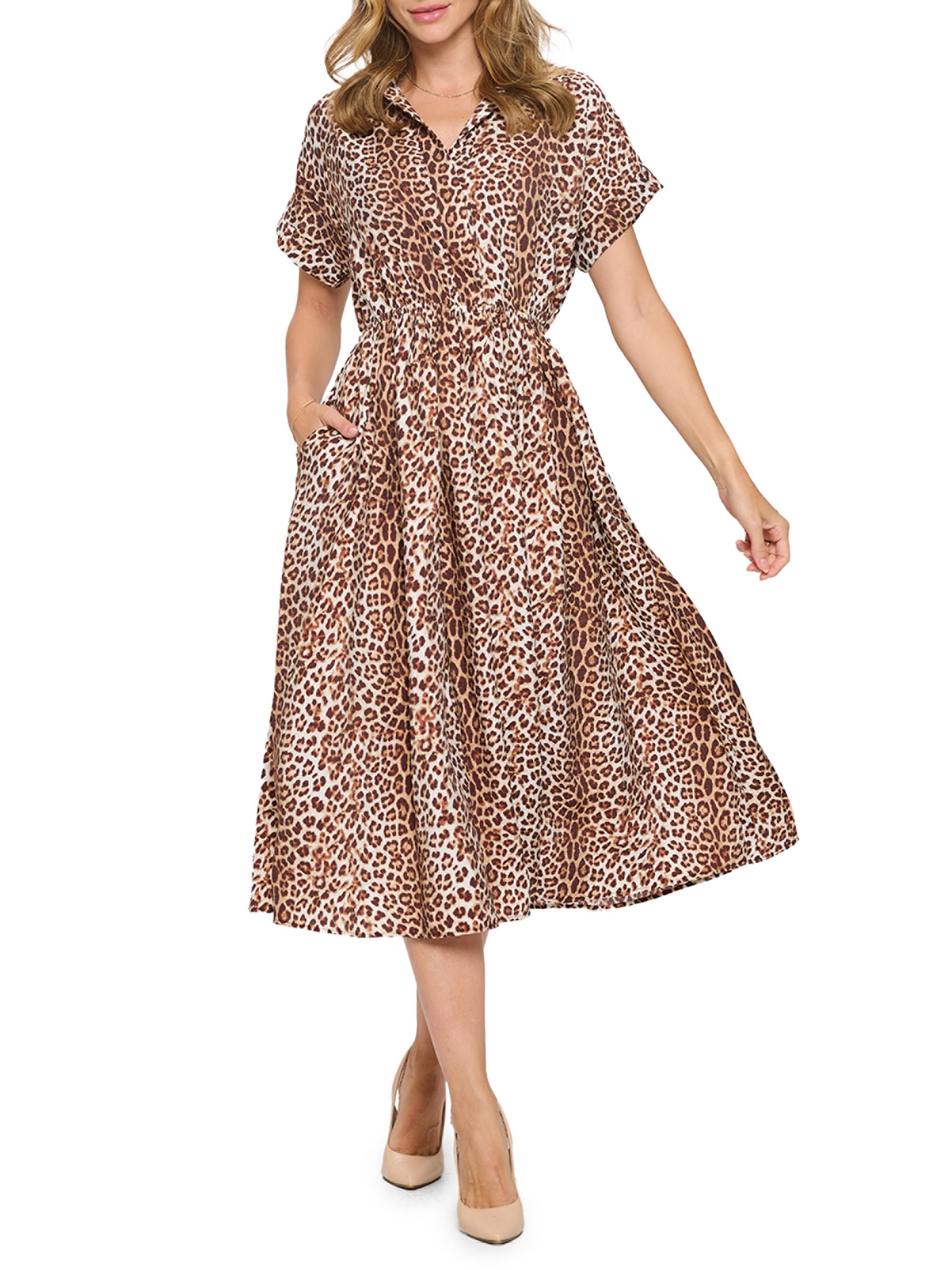 Click here for Renee C. Womens Leopard Print Woven Midi-Dress - M... prices