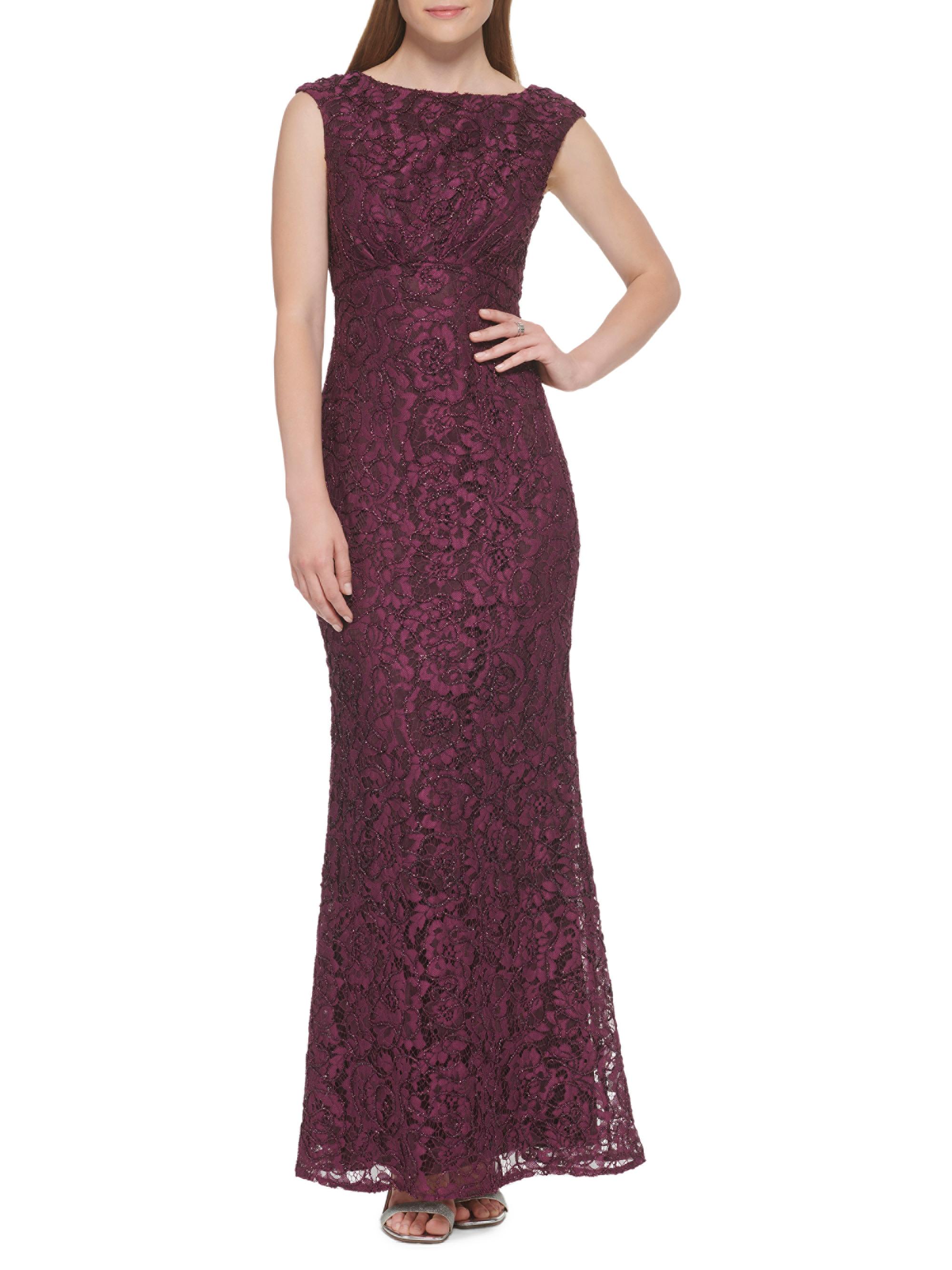 Click here for Vince Camuto Womens Lace Cap Sleeve Gown - Plum -... prices