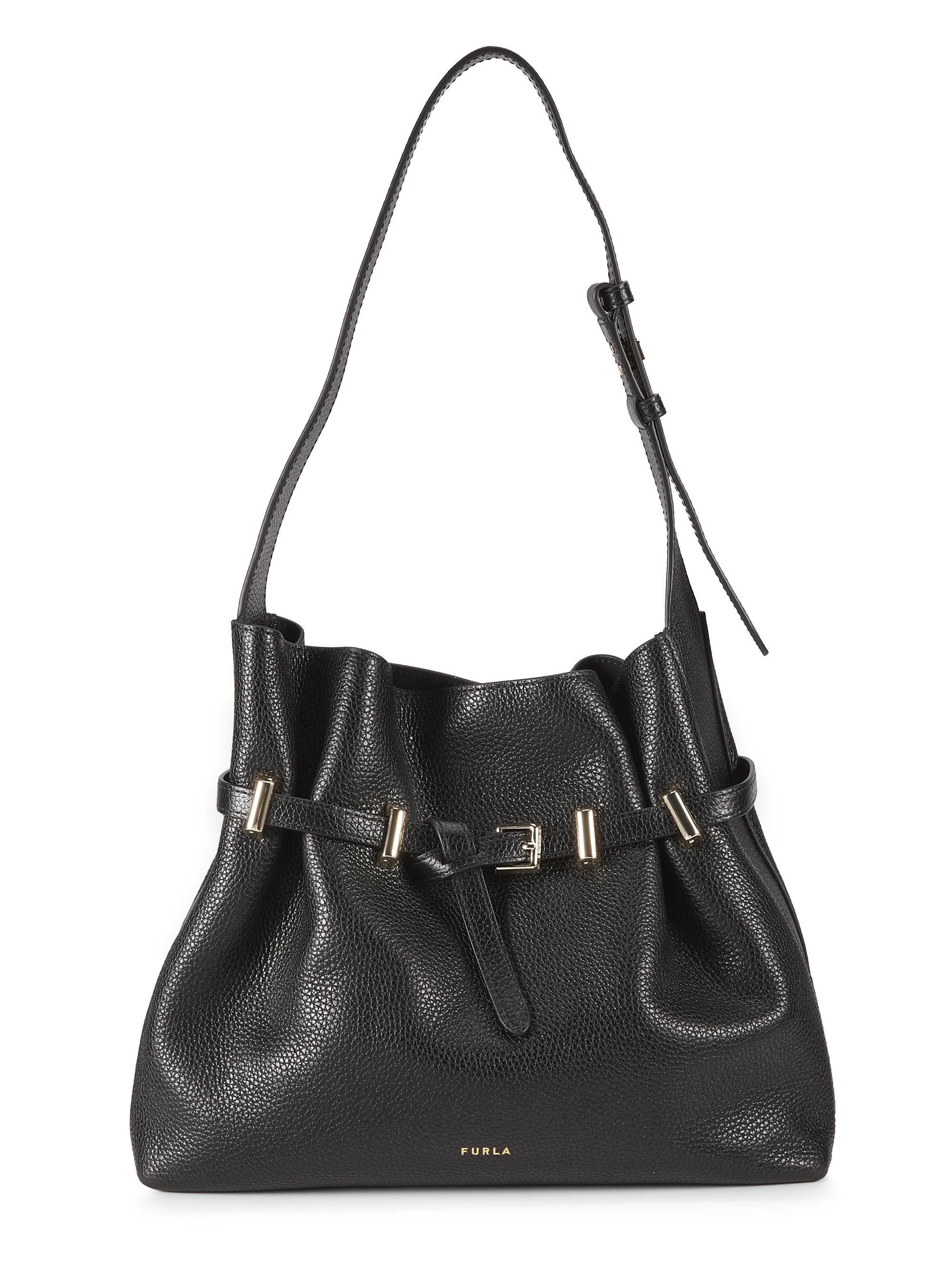 Click here for Furla Womens Logo Leather Hobo Bag - Black prices