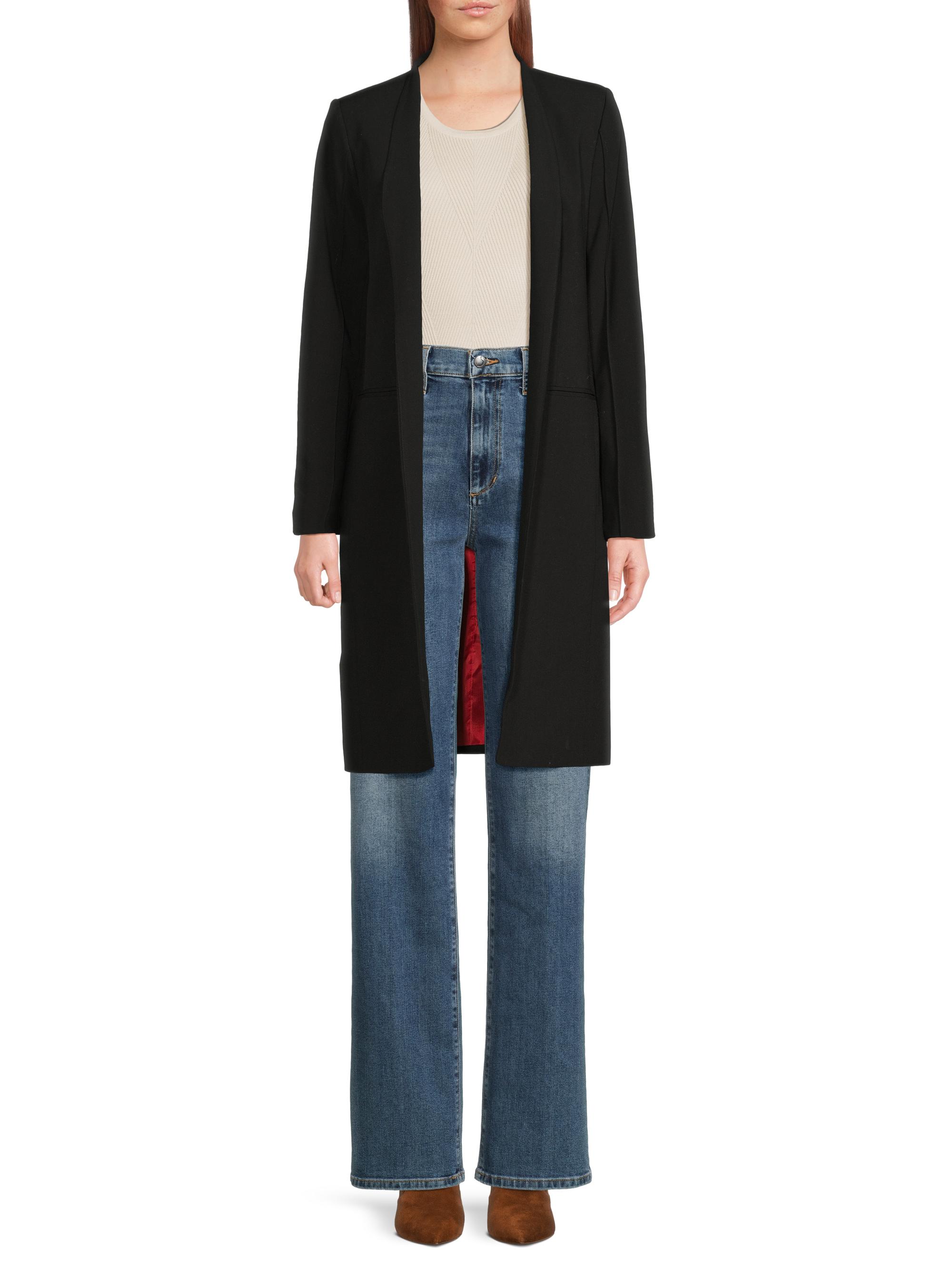 Click here for Halston Womens Contrast-Lined Duster Blazer - Blac... prices