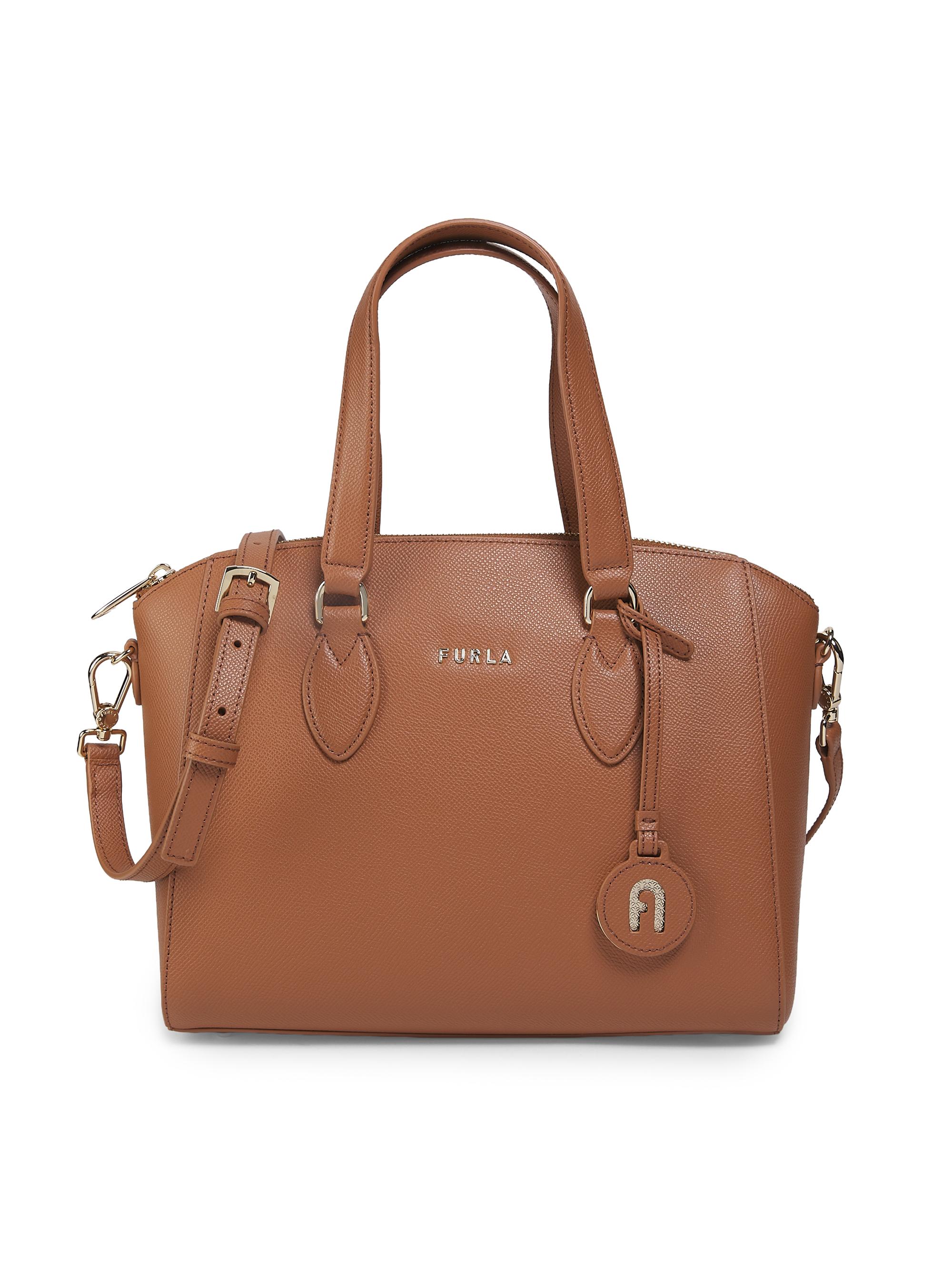 Click here for Furla Womens Small Leather Satchel Bag - Brandy prices