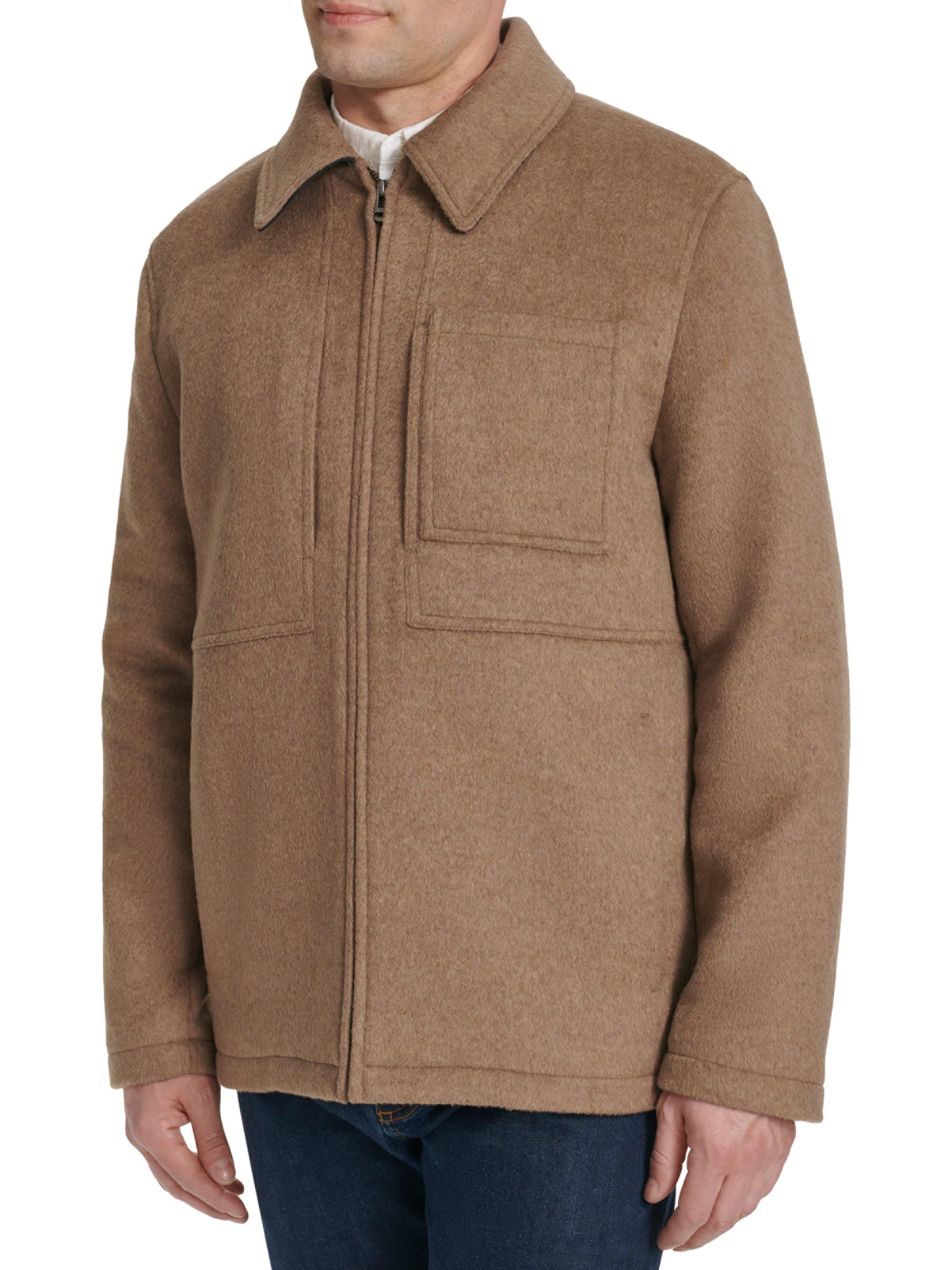 Click here for Cole Haan Mens Heather Wool Blend Shacket - Mushro... prices