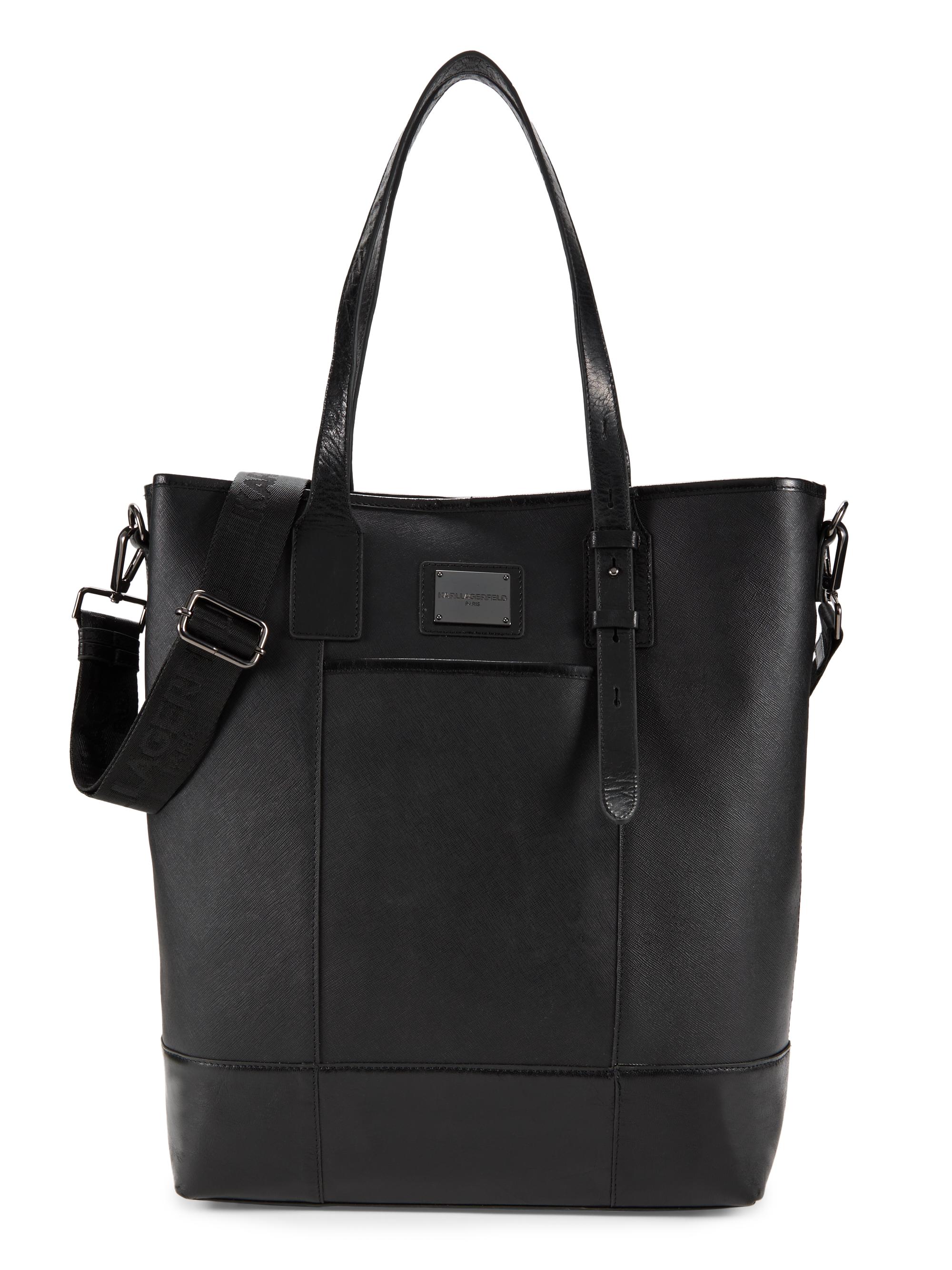 Click here for Karl Lagerfeld Paris Mens Leather Tote - Black prices