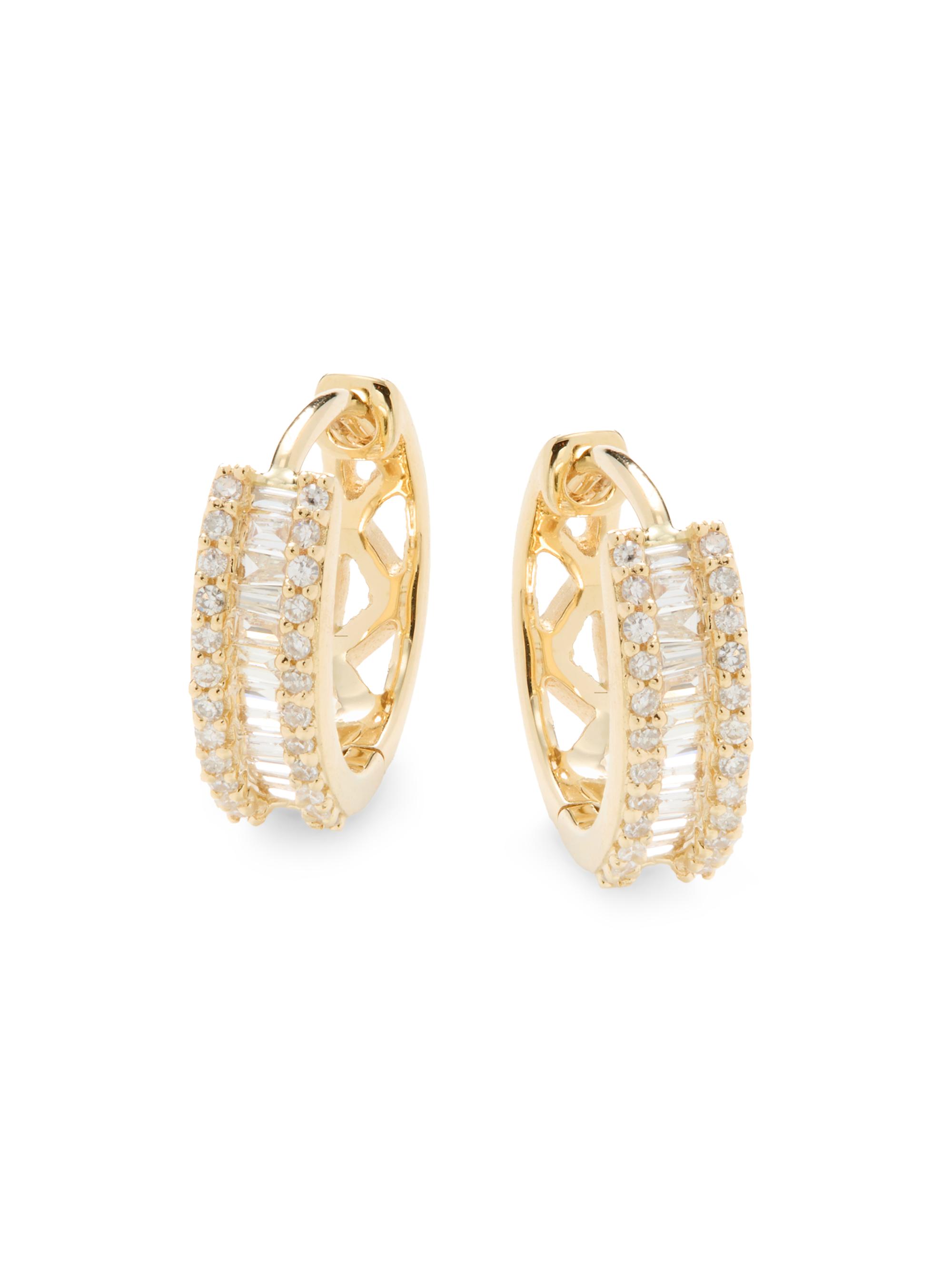 Click here for Effy Womens 14K Yellow Gold & 0.22 TCW Diamond Hoo... prices