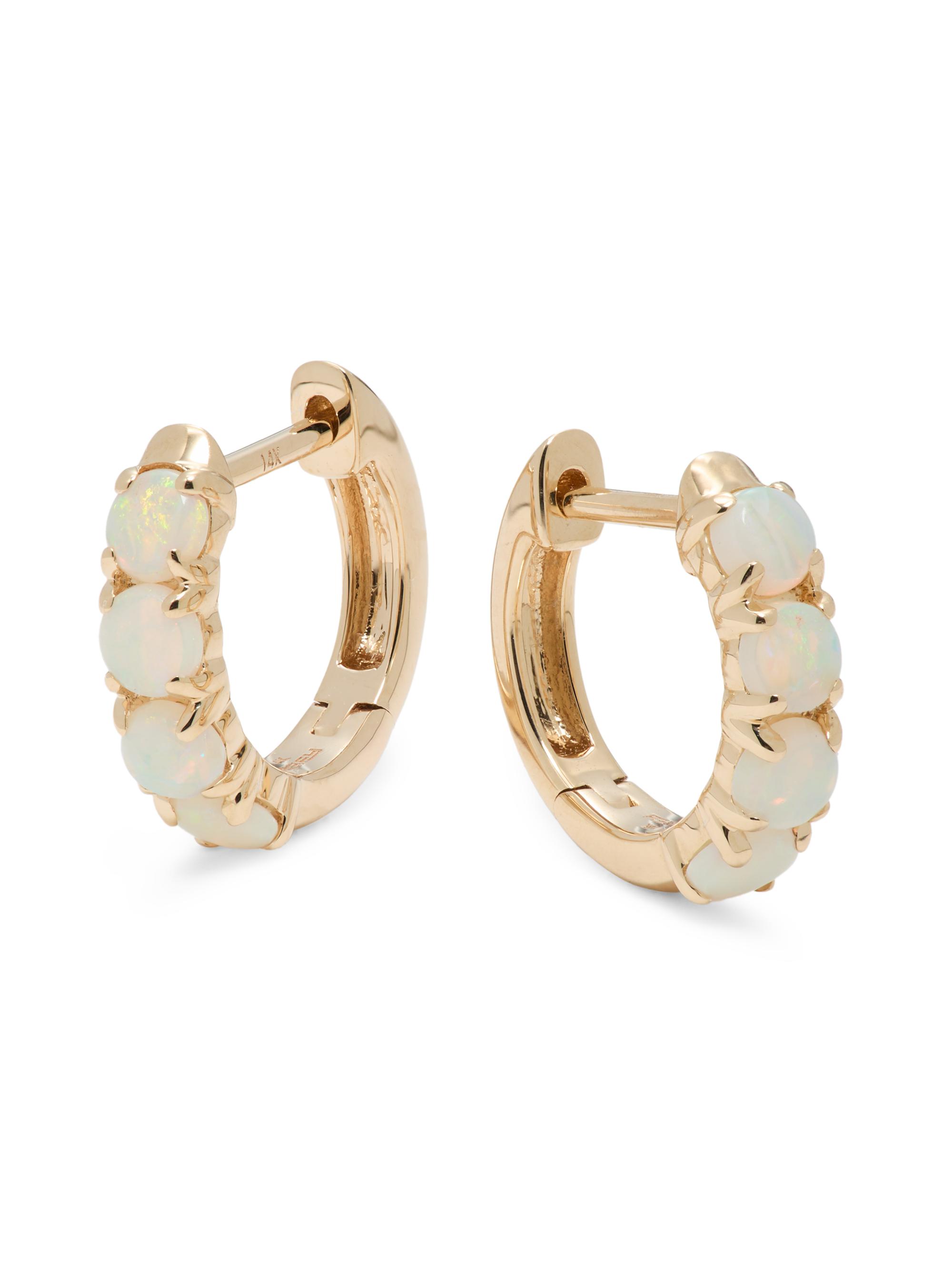 Click here for Effy Womens 14K Yellow Gold & Opal Huggie Earrings... prices