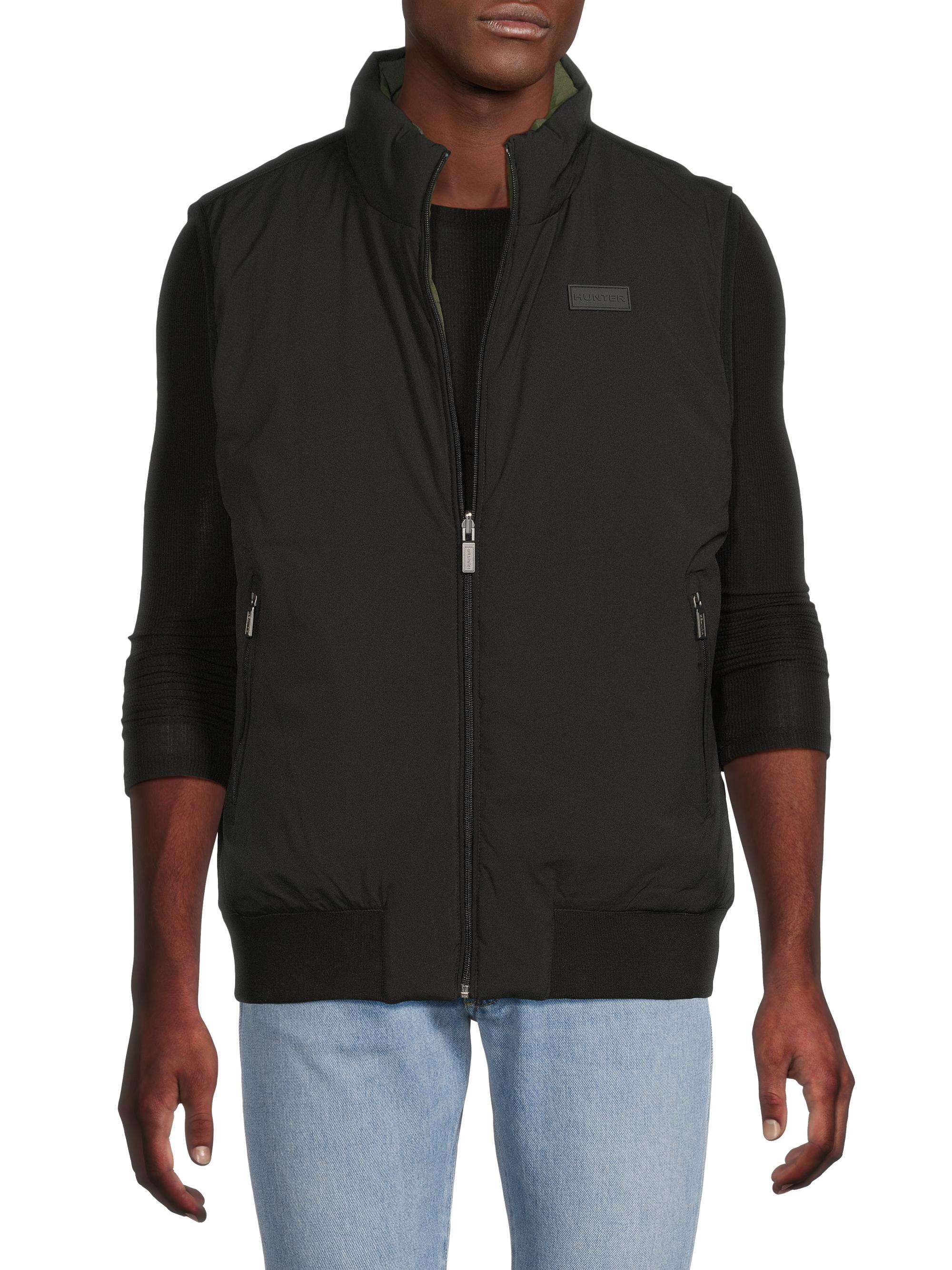 Hunter Mens Reversible Stand Collar Vest - Hunter Green Black - Size L