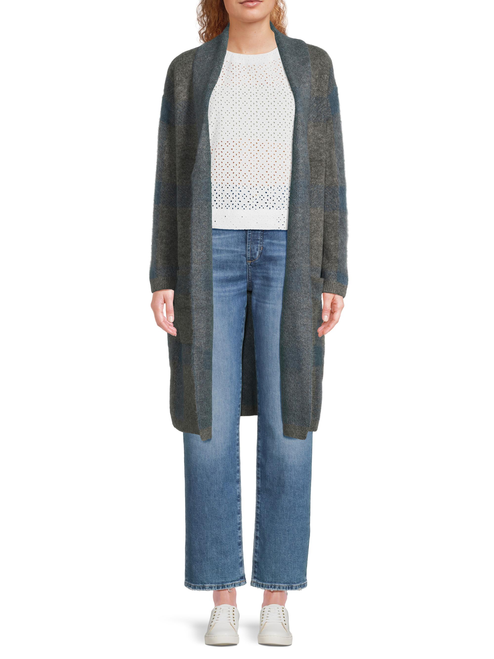 Click here for Joes Jeans Womens Plaid Open Front Cardigan - Grey... prices