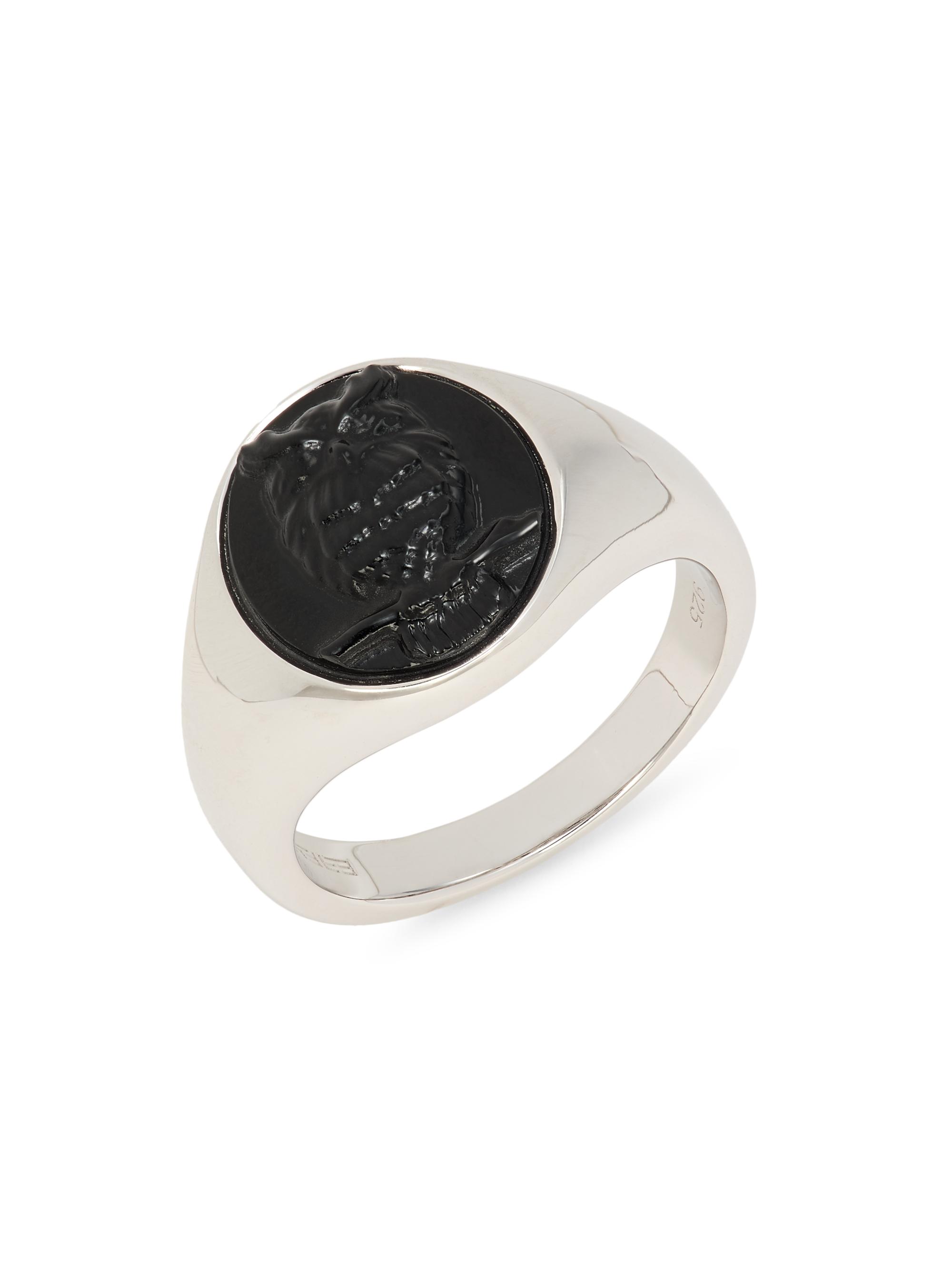 Click here for Effy Mens Sterling Silver & Onyx Lion Head Ring -... prices