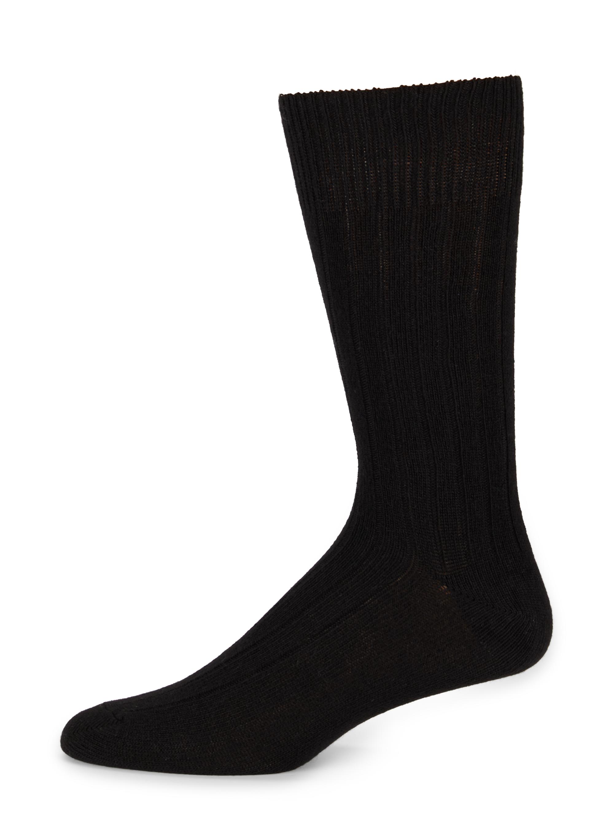 Saks Fifth Avenue Mens Ribbed Cashmere Blend Crew Socks - Black