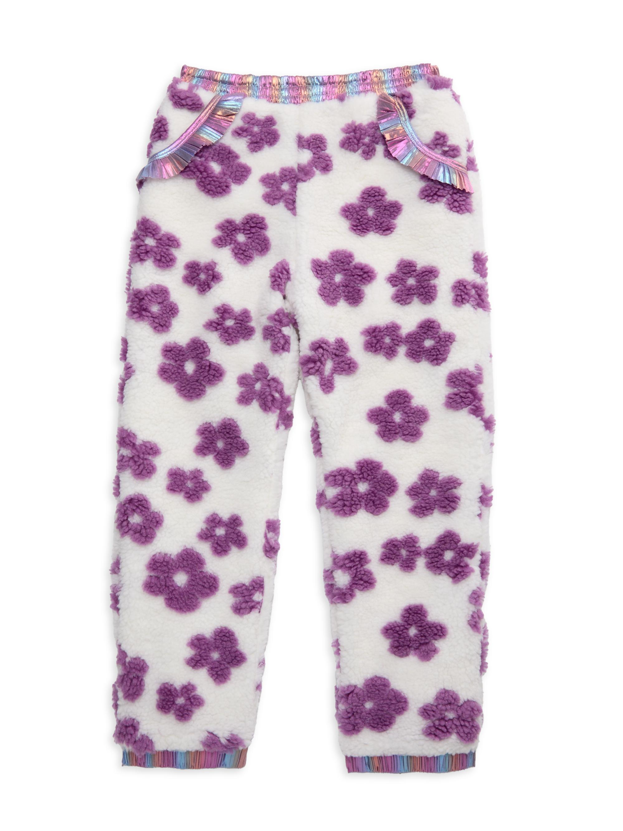 Click here for Baby Sara Little Girls Floral Faux Fur Pants - Ivo... prices