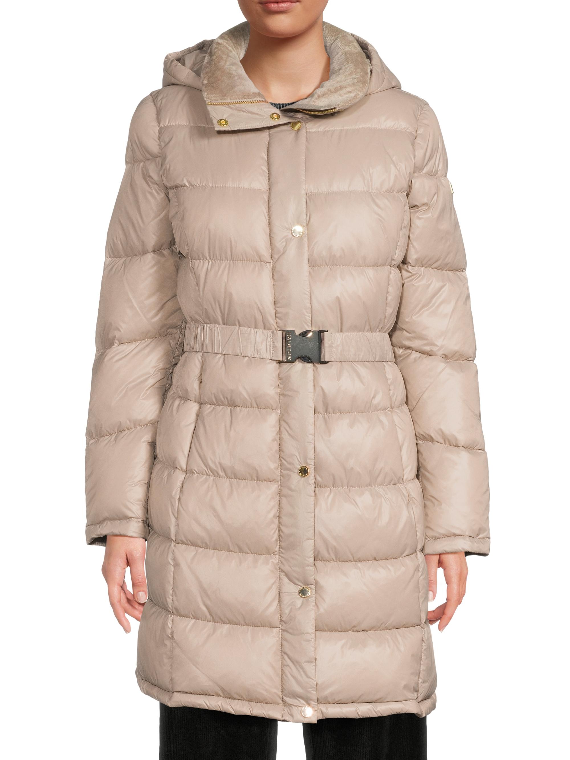 Click here for Womens Halston Packable Puffer Coat with Belt prices