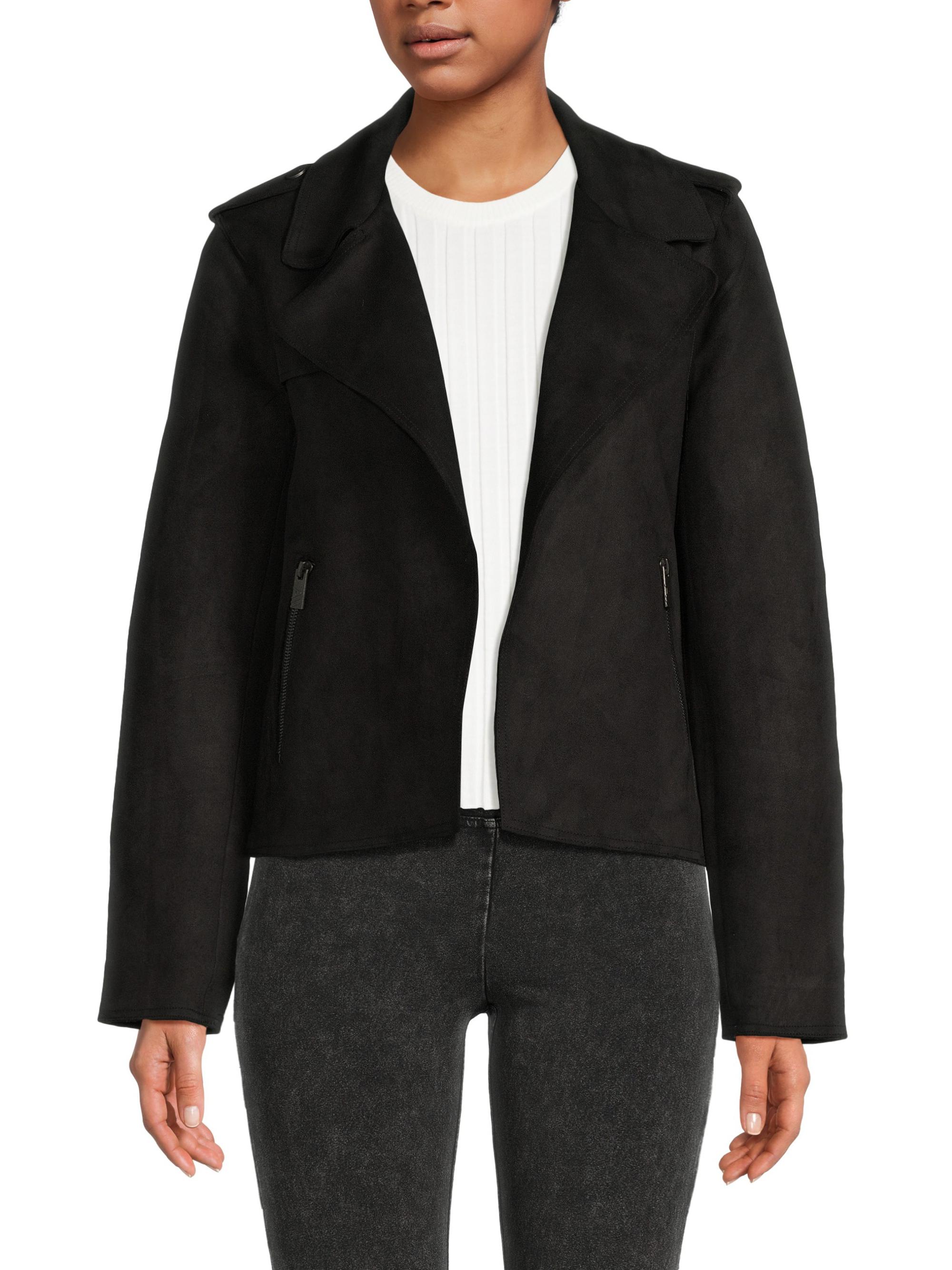 Click here for Andrew Marc Womens Notch Lapel Faux Suede Open Jac... prices