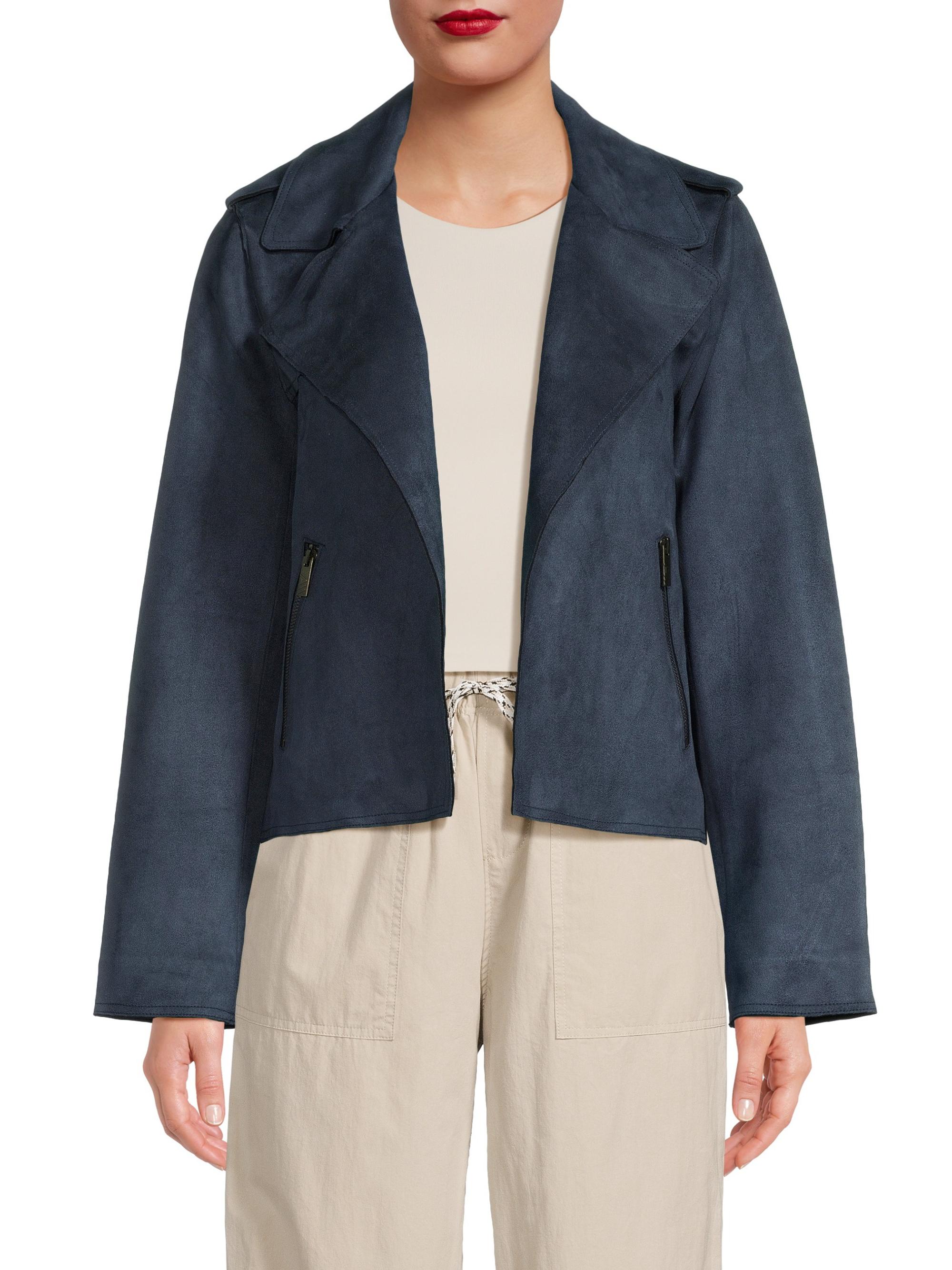 Click here for Andrew Marc Womens Notch Lapel Faux Suede Open Jac... prices