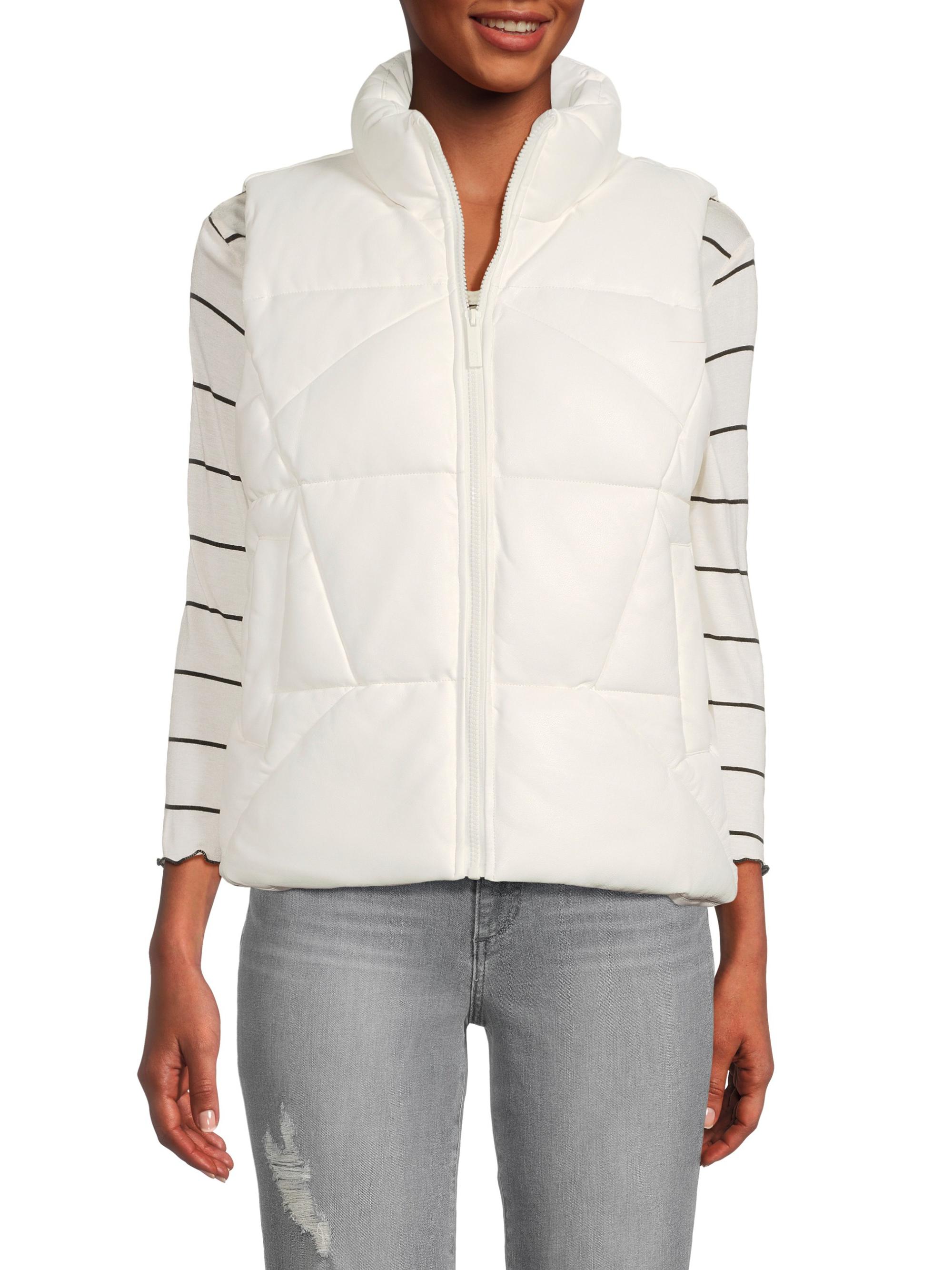 Click here for Andrew Marc Womens Faux Leather Puffer Vest - Crea... prices