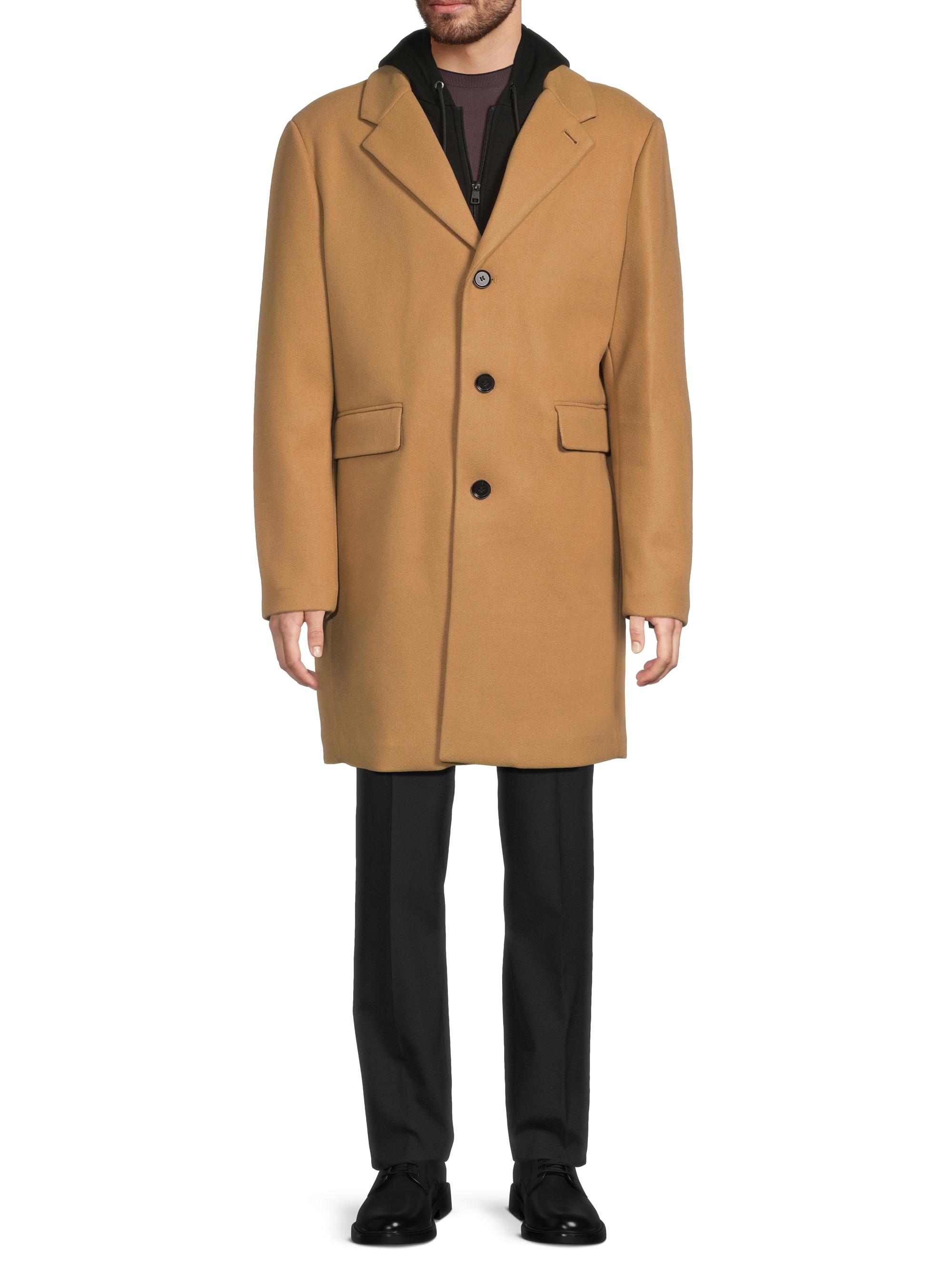 Click here for Dkny Mens Faux Wool Coat - Camel - Size L prices