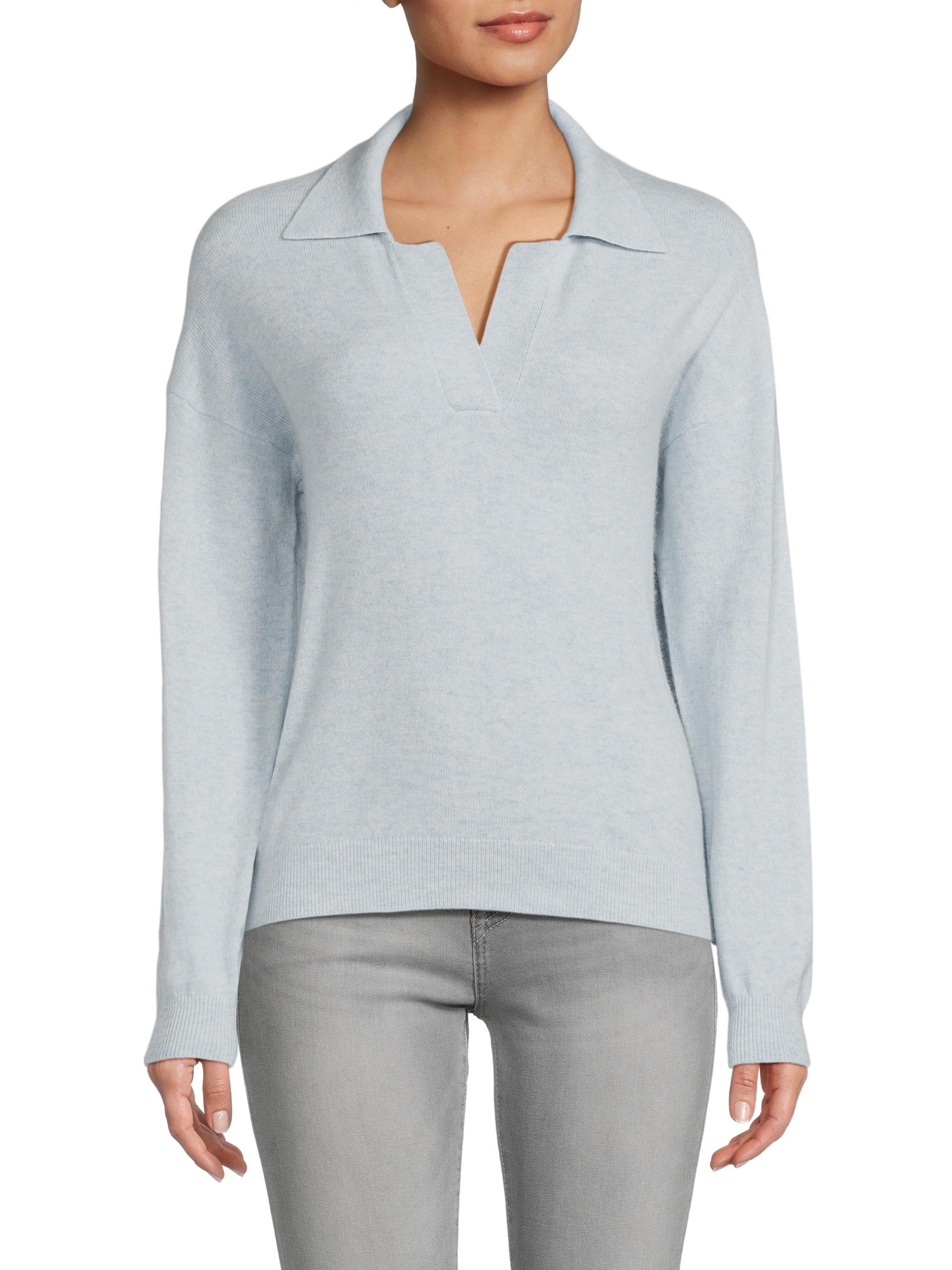Click here for Naadam Womens Wool & Cashmere Polo Sweater - Mist... prices