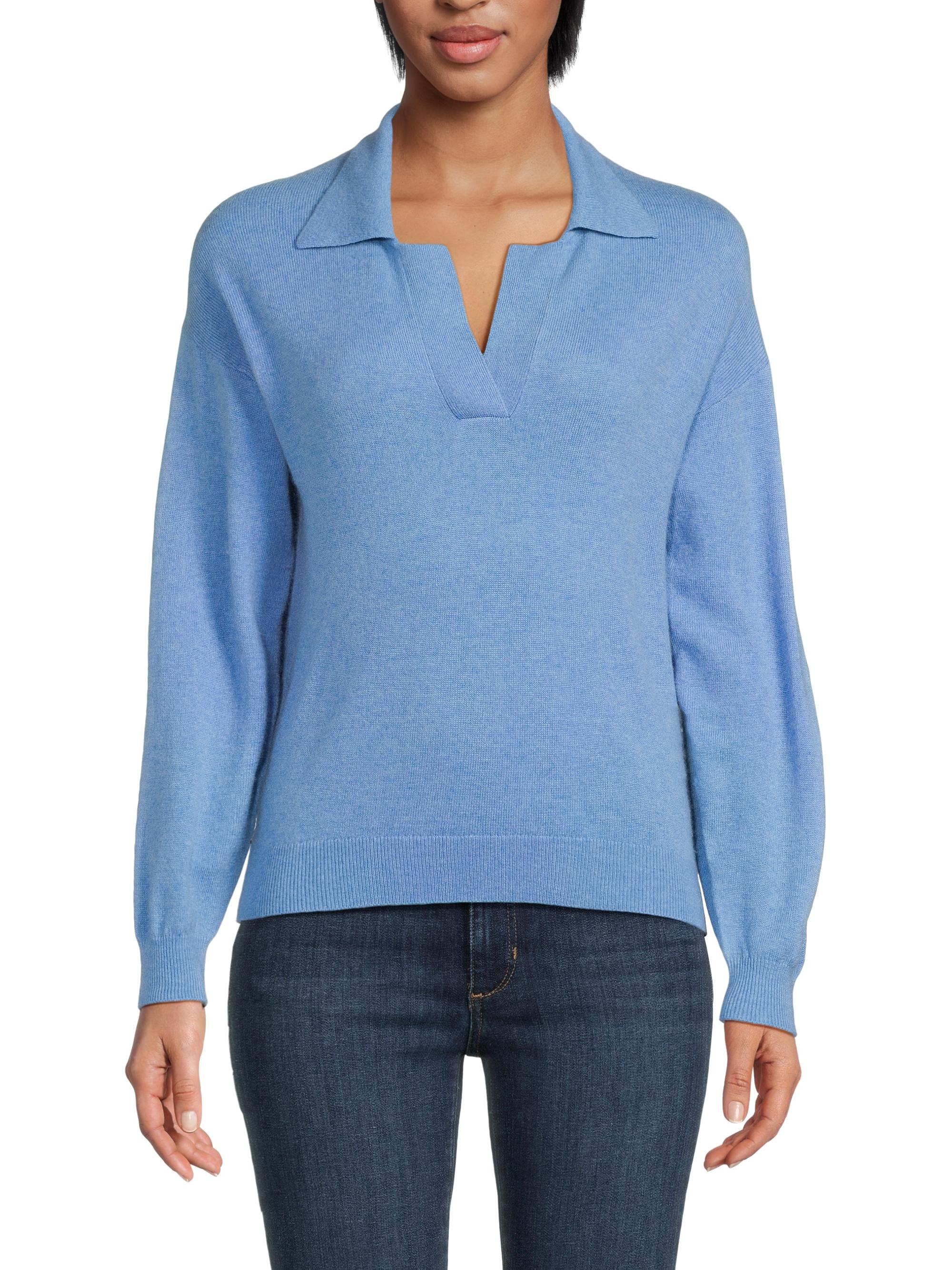 Click here for Naadam Womens Wool & Cashmere Polo Sweater - Sky B... prices