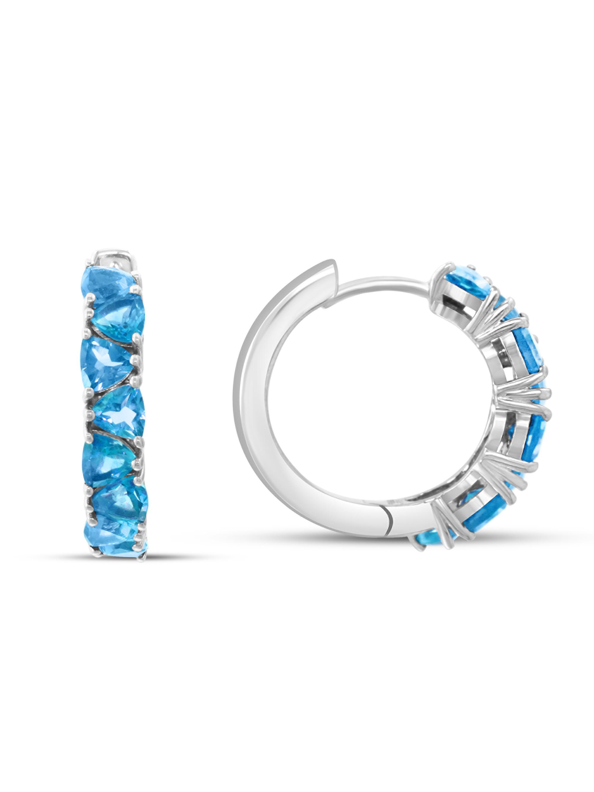 Click here for Effy Womens Sterling Silver & Blue Topaz Huggie Ea... prices