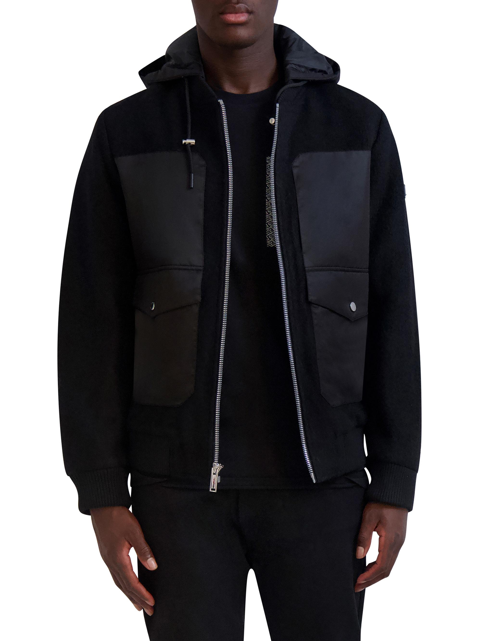 Click here for Karl Lagerfeld Paris Mens Mixed Media Hooded Zip J... prices