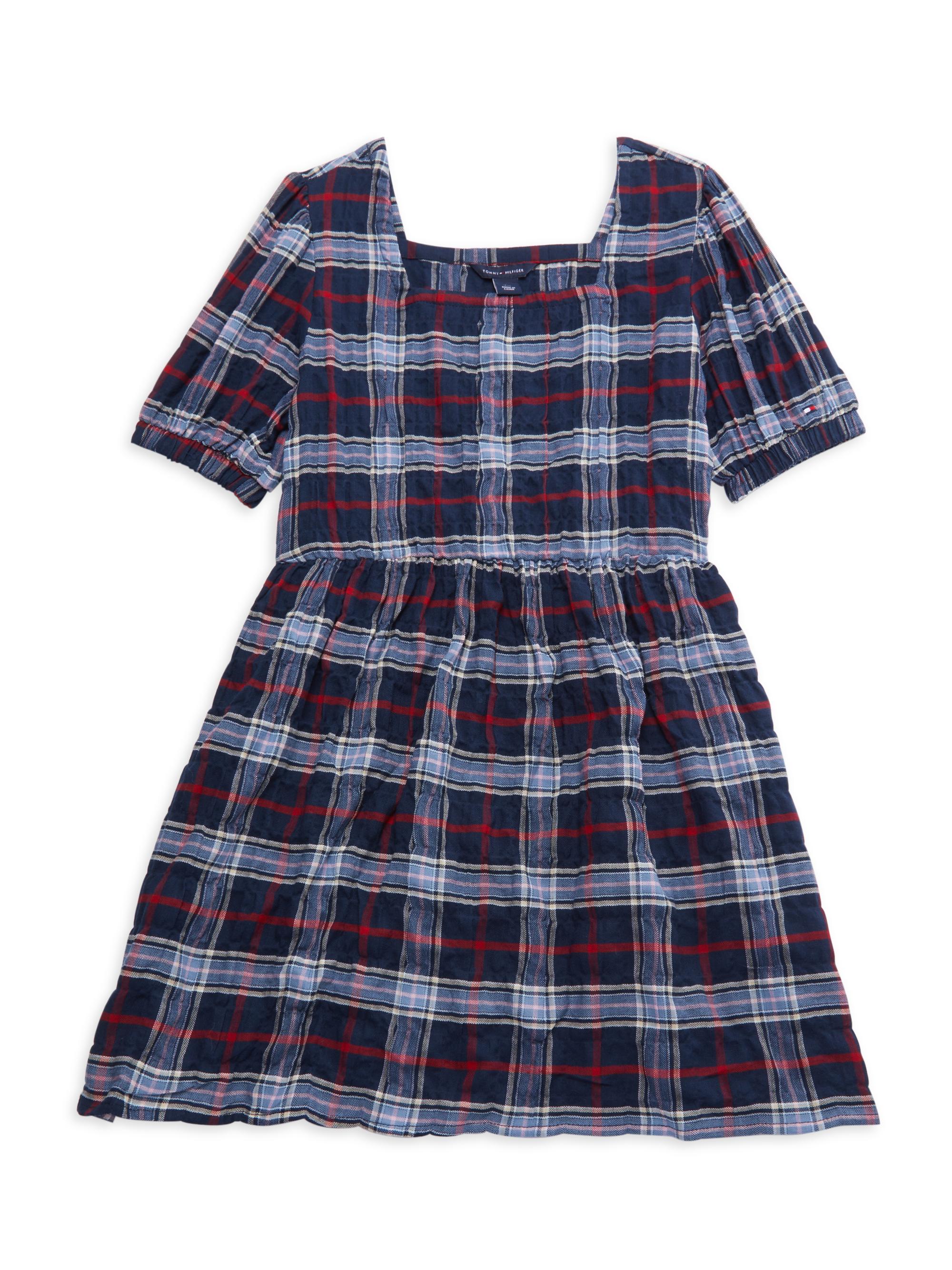 Click here for Tommy Hilfiger Girls Seersucker Plaid Dress - Navy... prices